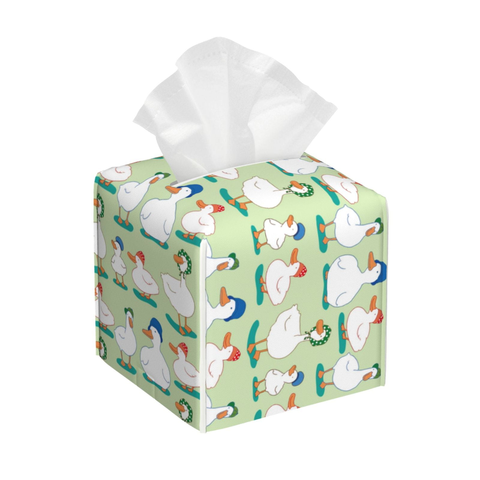 Gukieu Duck Print Leather Tissue Box, PVC Waterproof Velcro Opening and ...