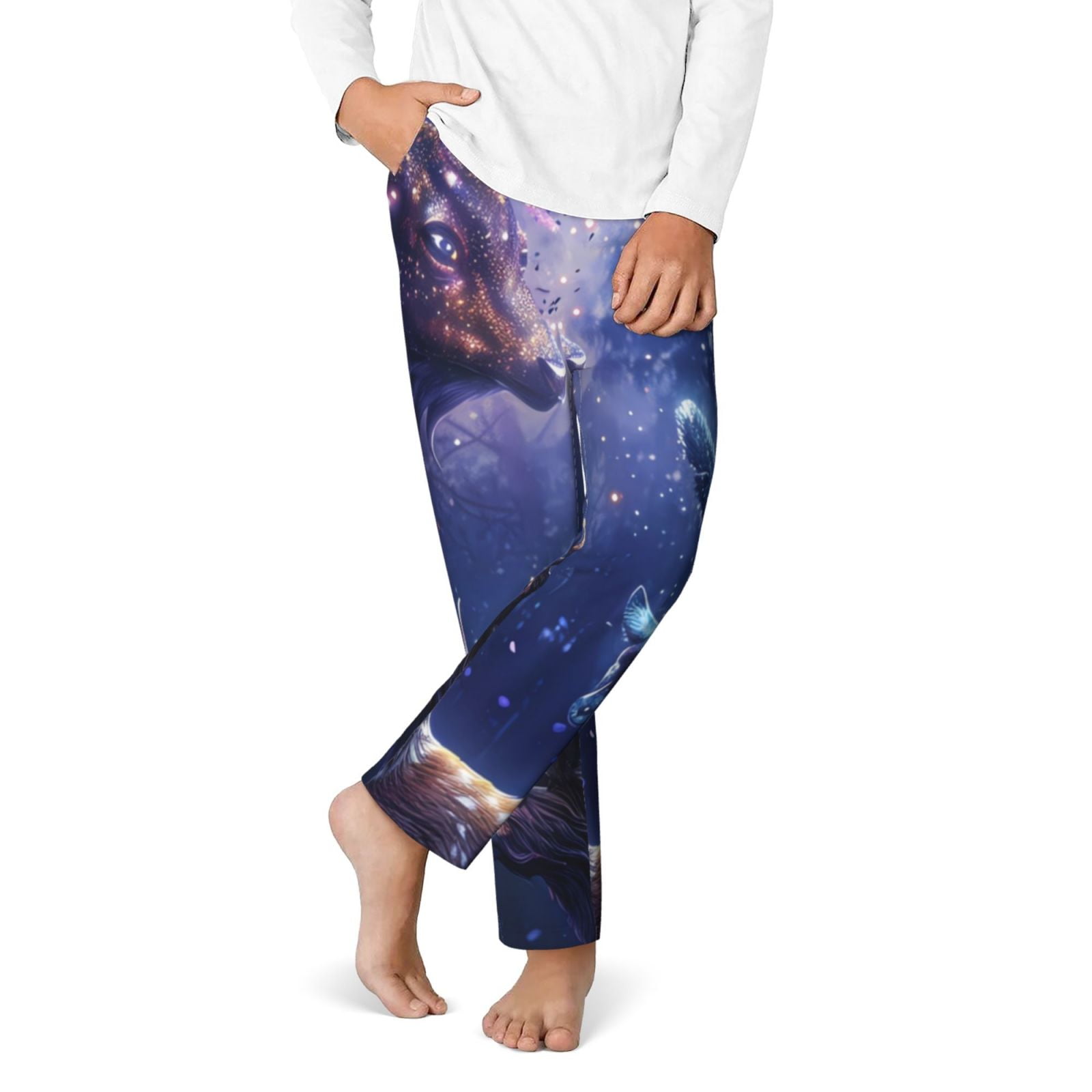 Gukieu Enchanted Forest Stag Gathering Print Youth Home Trousers ...
