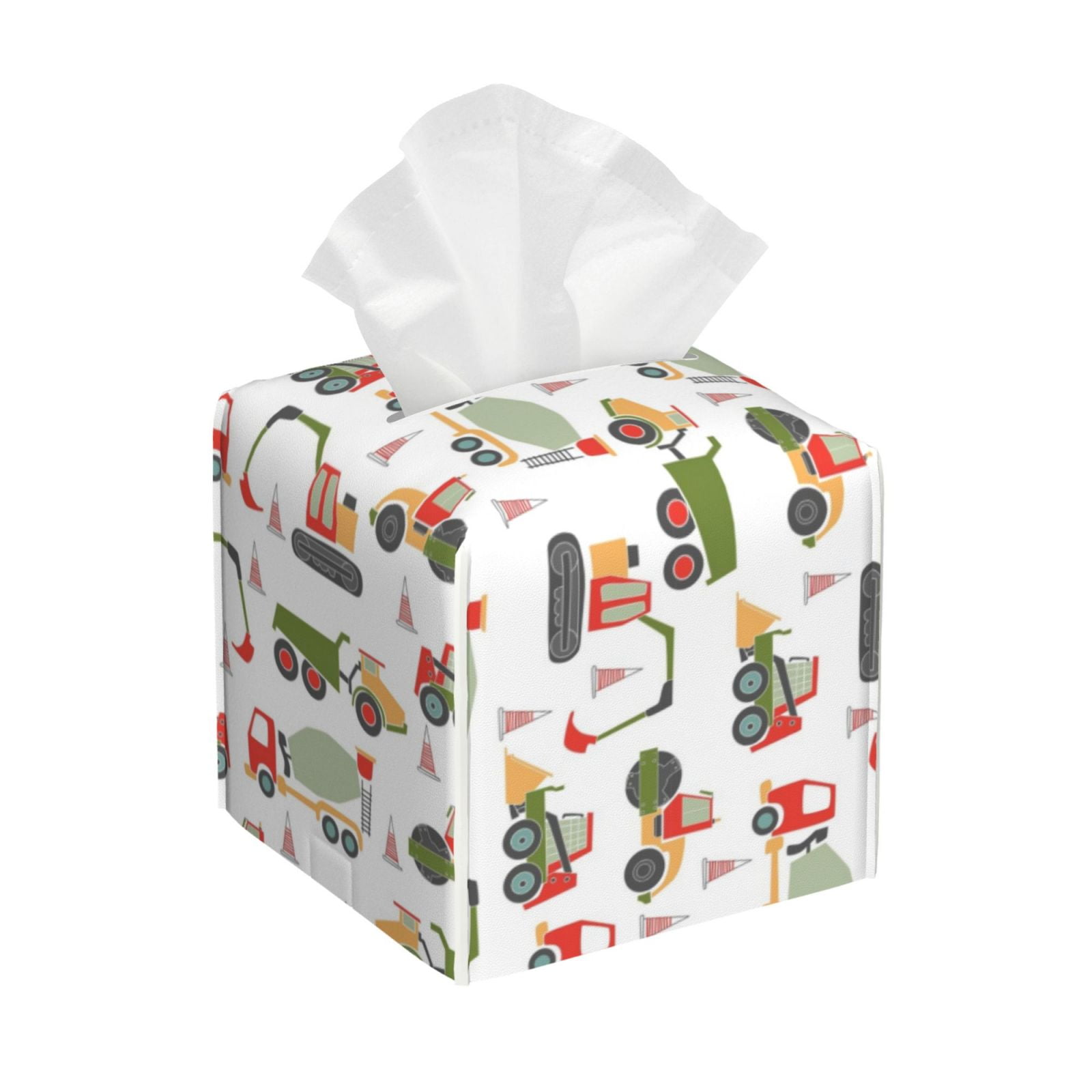 Gukieu Excavator Print Leather Tissue Box, PVC Waterproof Velcro ...