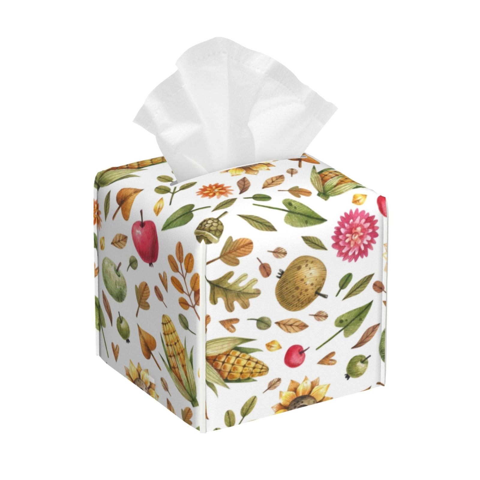 Gukieu Fall Fruits And Vegetables Print Leather Tissue Box, PVC ...