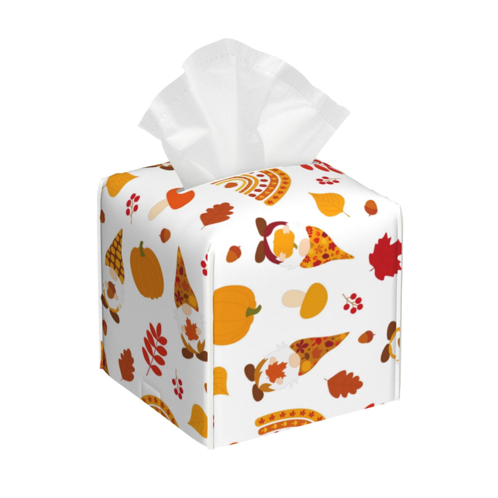 Gukieu Fall Gnomes Harvest Print Leather Tissue Box, PVC Waterproof ...