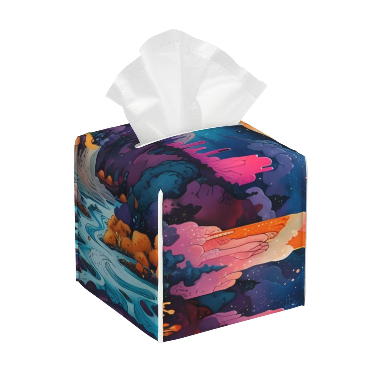 Gukieu Fantasy Cosmic Landscape Print Leather Tissue Box, PVC ...