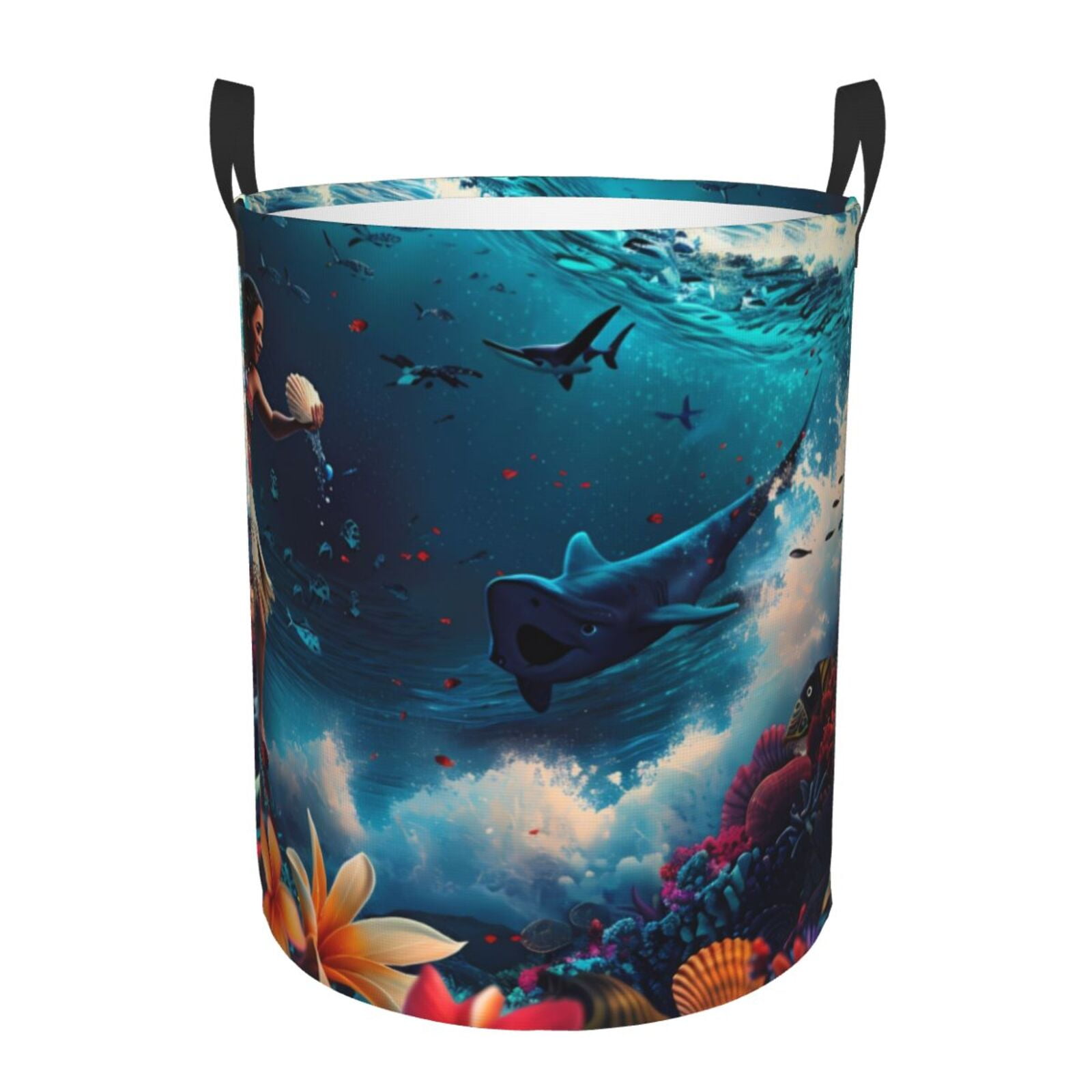 Gukieu Fantasy Underwater Adventure Print Round Dirty Clothes Bag ...