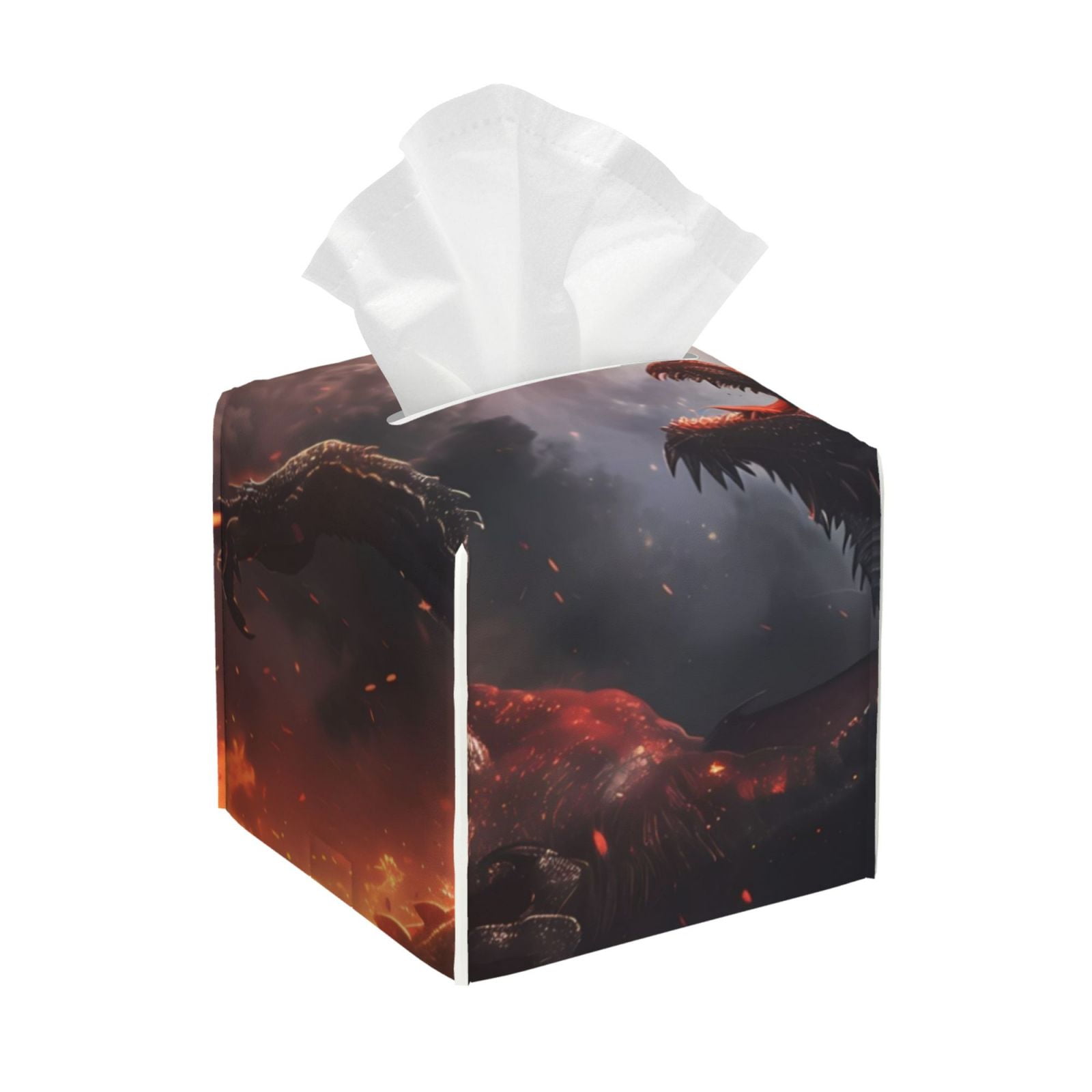 Gukieu Fire Sky Dragon Print Leather Tissue Box, PVC Waterproof Velcro ...