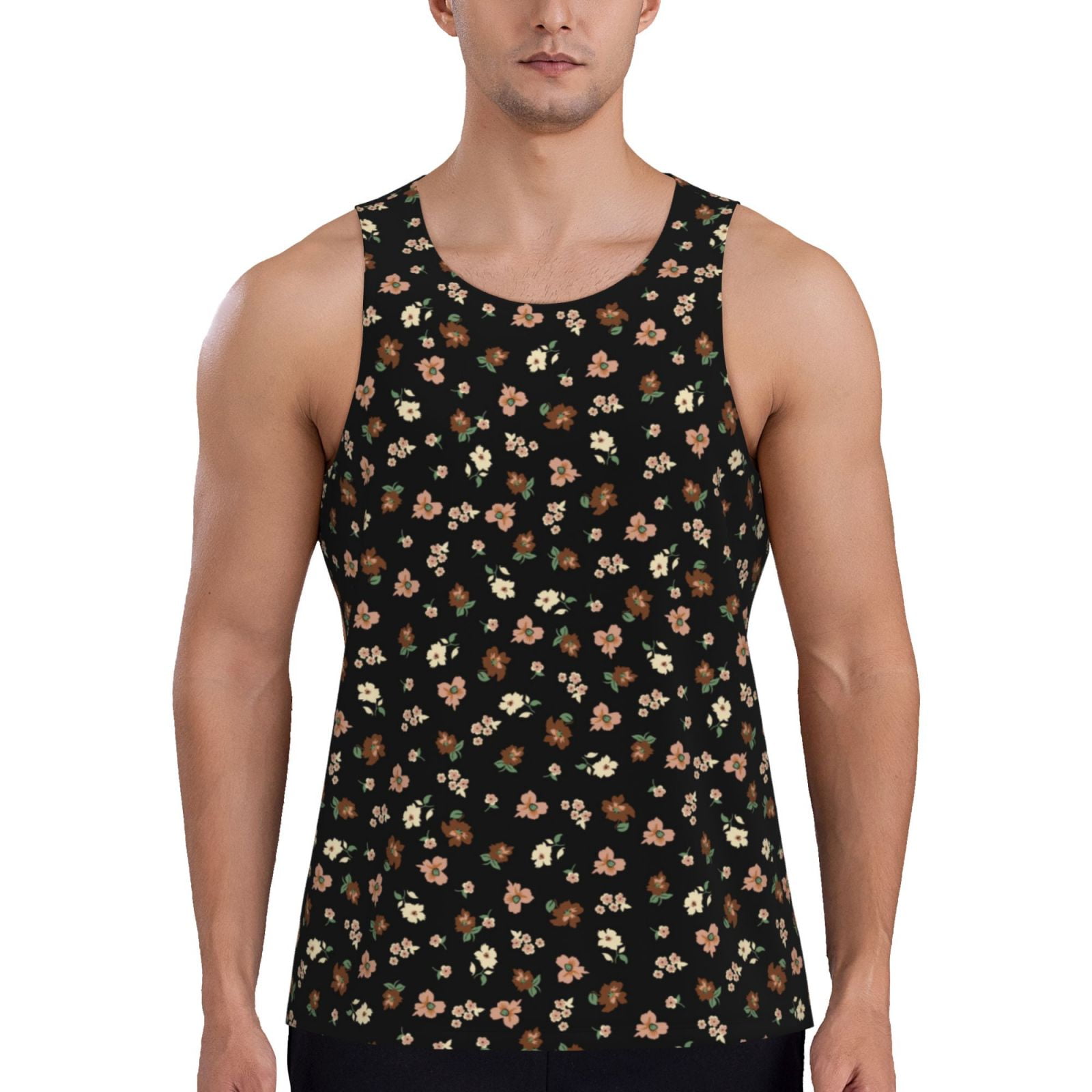 Gukieu Flower Pattern On Black Print Men's Quick Dry Fitness Vest ...