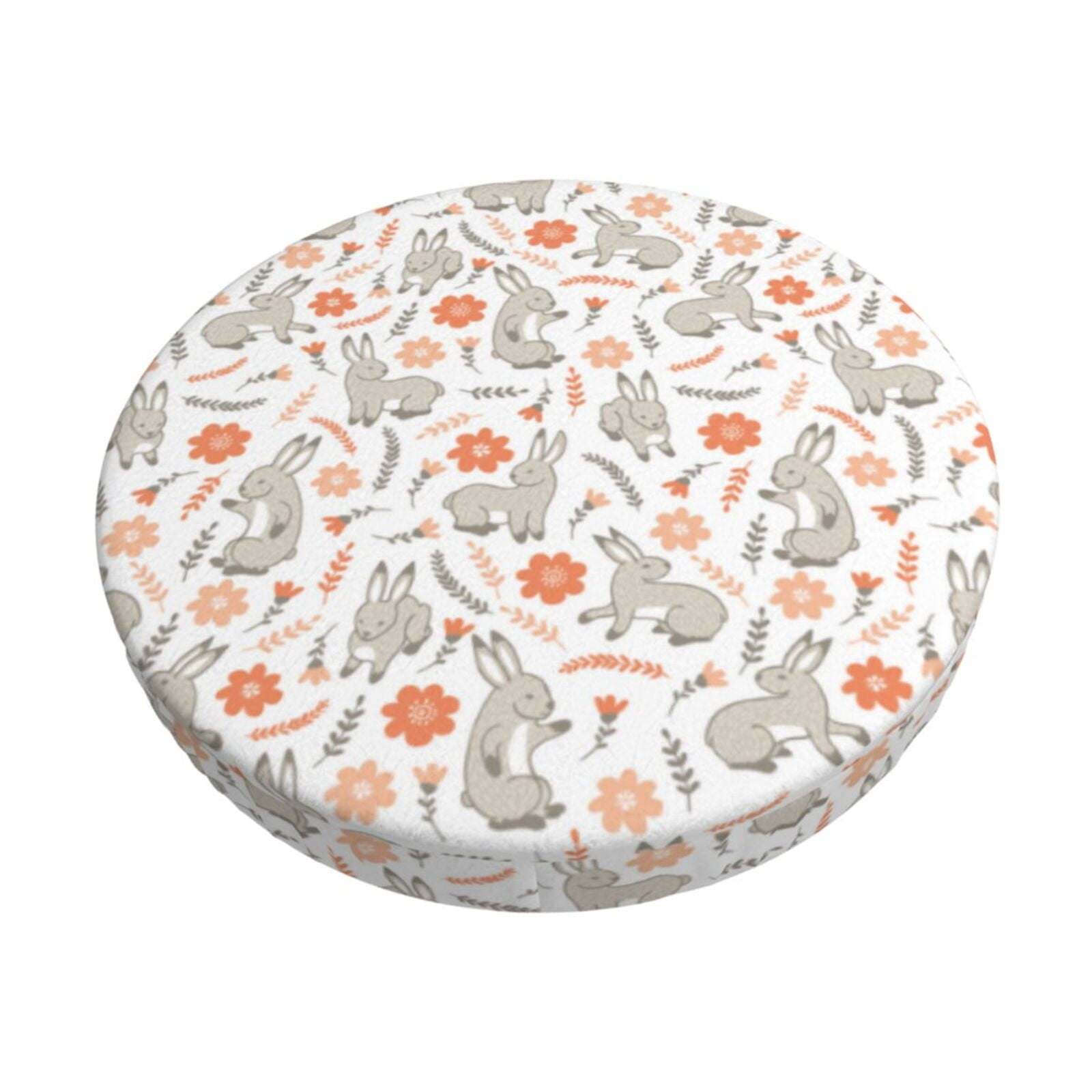 Gukieu Flower Rabbit Print Round Chair Cover, Dust-proof and Non-slip ...
