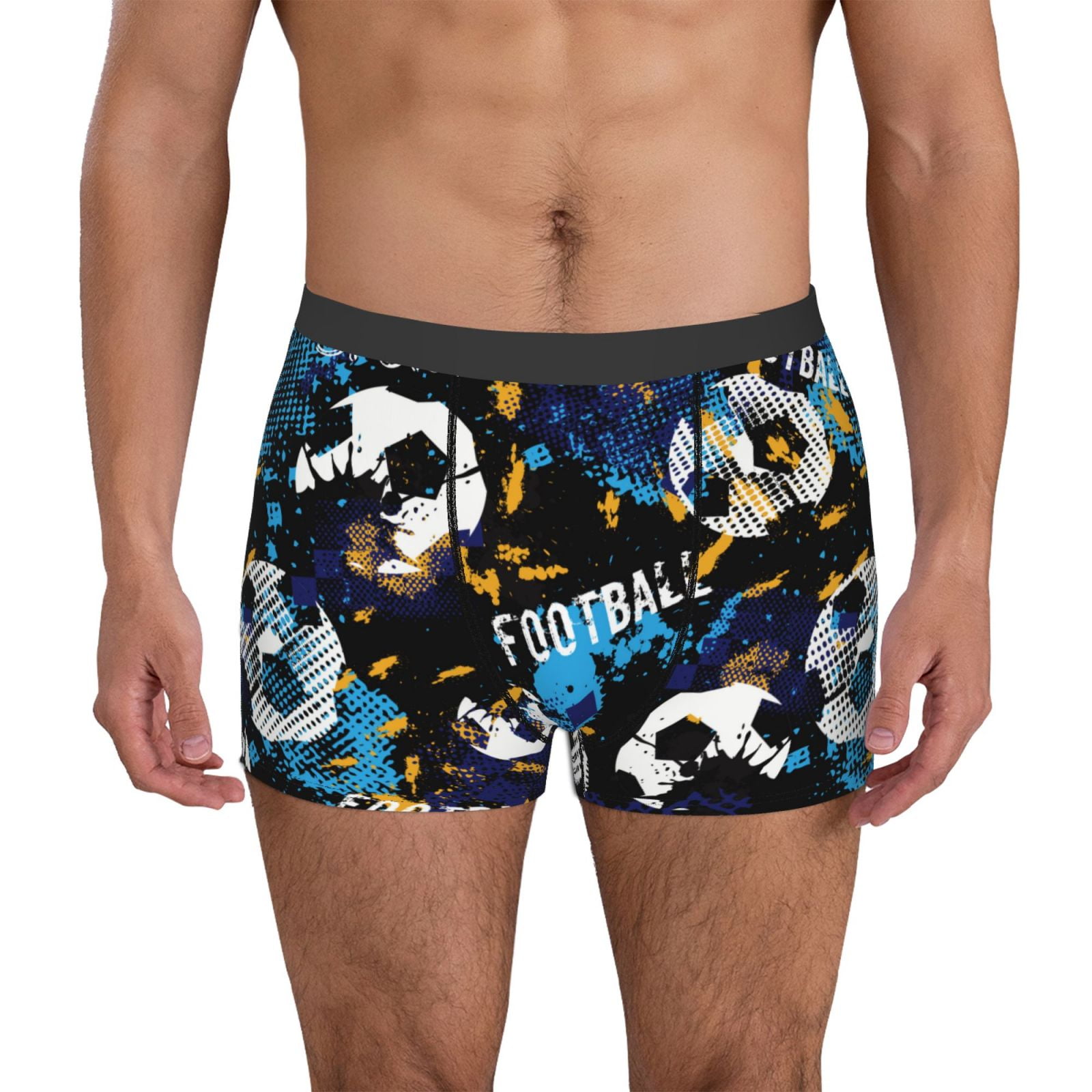 Gukieu Football Print Men's Boxer Briefs, High Elastic Moisture Wicking ...