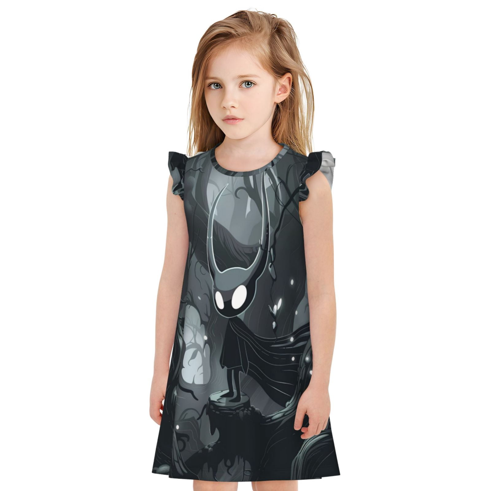 Gukieu Forest Black Ghost Warrior Print Girls' Flying Sleeves ...