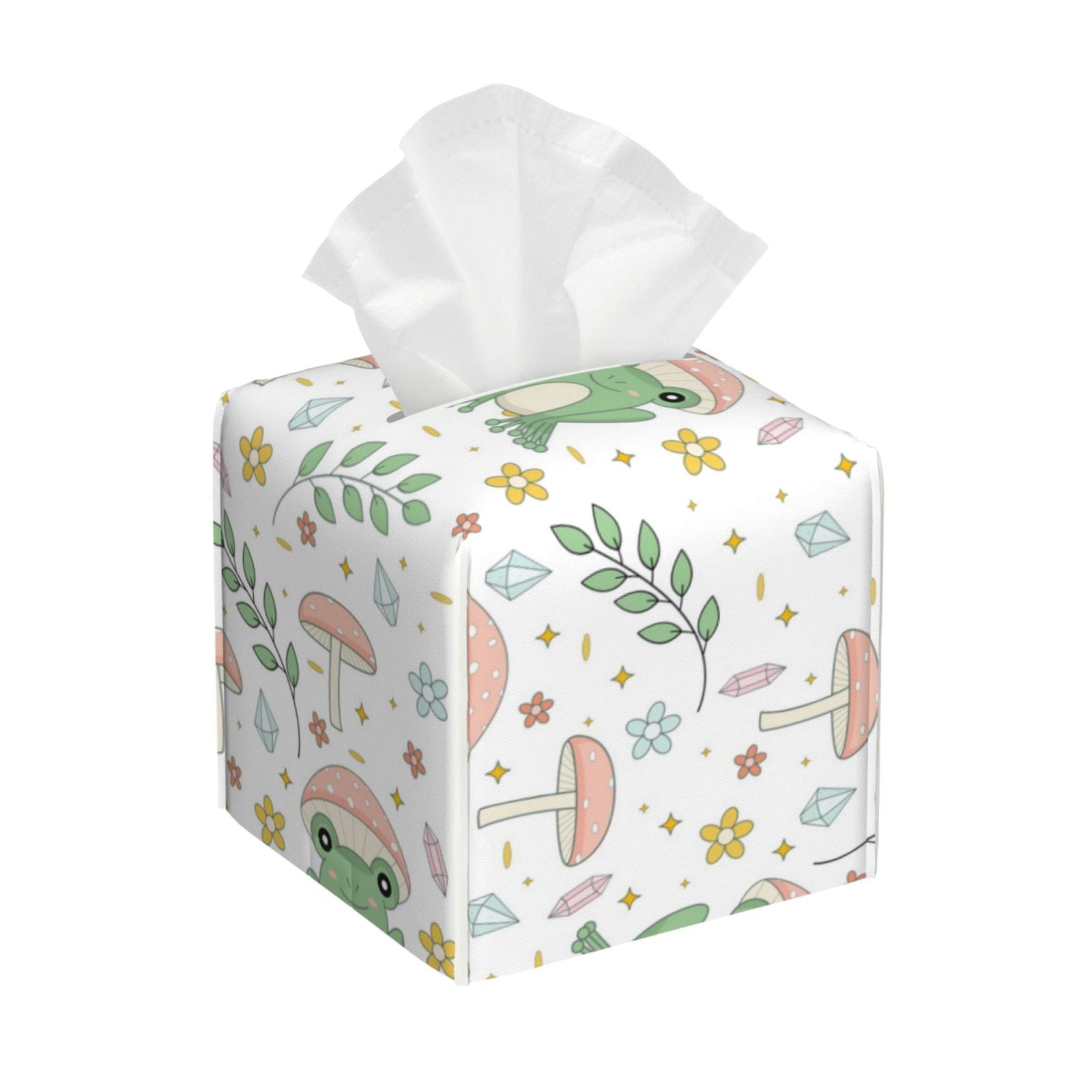 Gukieu Frog and Mushrooms Print Leather Tissue Box, PVC Waterproof ...