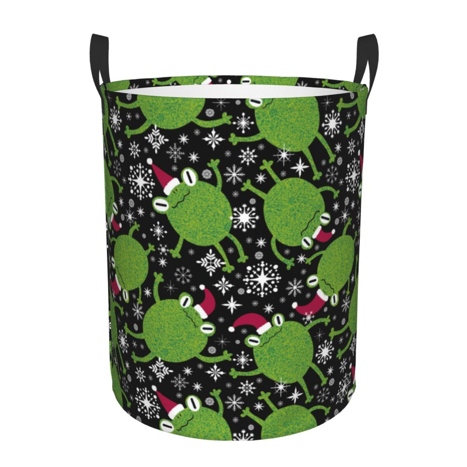 Gukieu Frogs And Santa Hat Print Round Dirty Clothes Bag, Waterproof ...