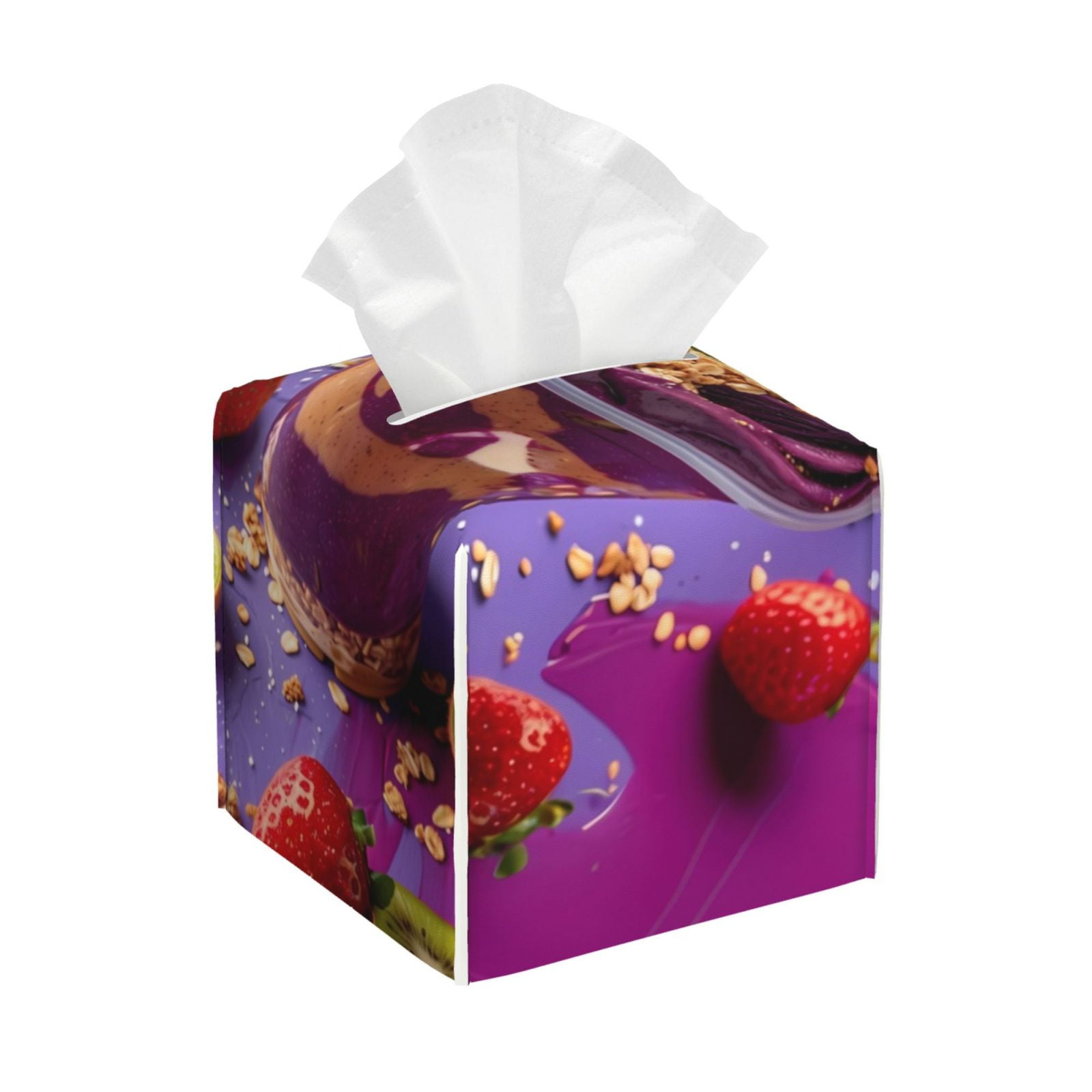 Gukieu Fruit Parfait Colorful Print Leather Tissue Box, PVC Waterproof ...