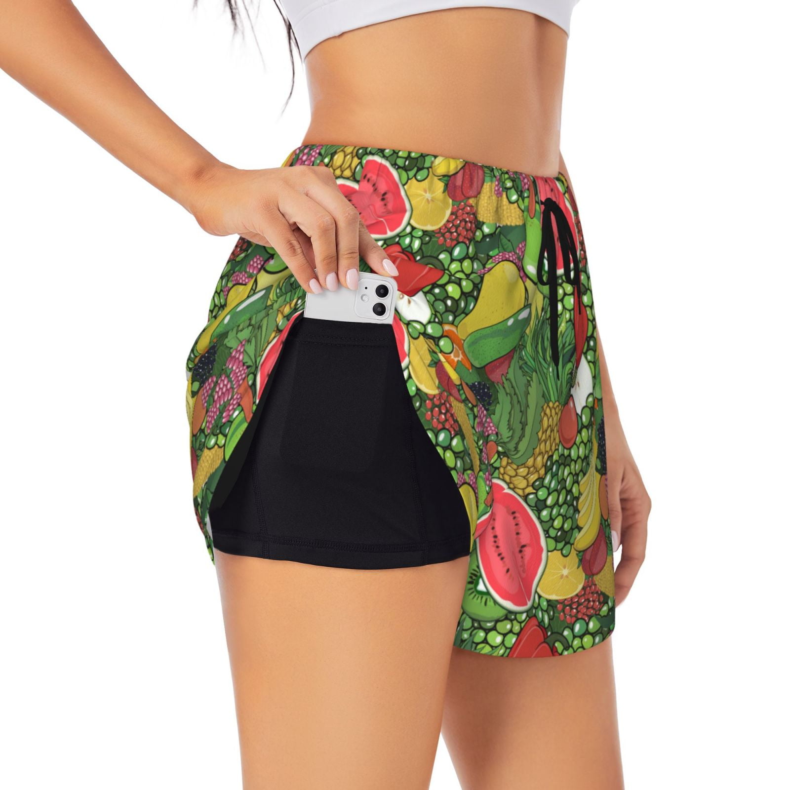 Gukieu Fruits Vegetables And Berries Print Women's Sports Shorts with ...