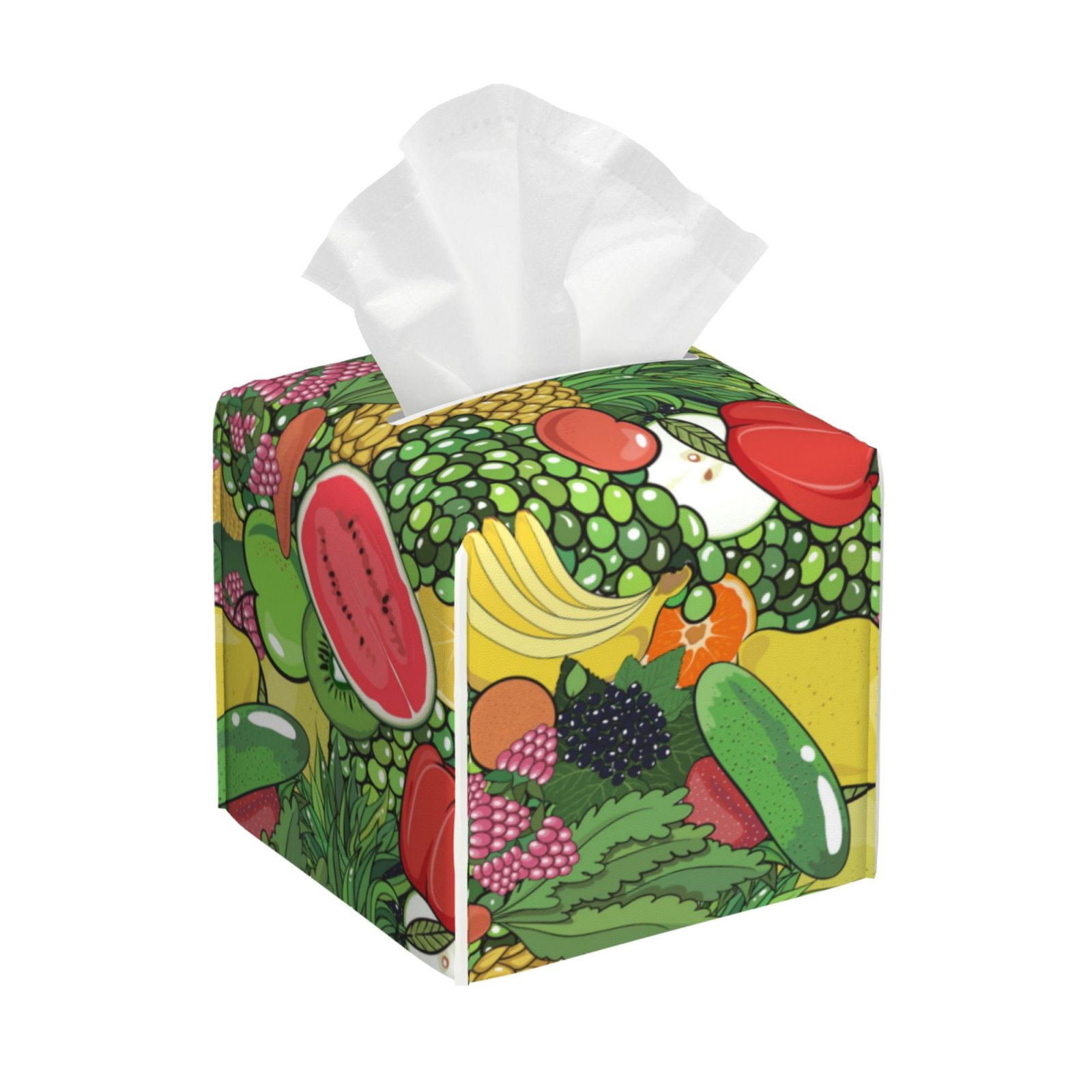 Gukieu Fruits Vegetables And Berries Print Leather Tissue Box, PVC ...