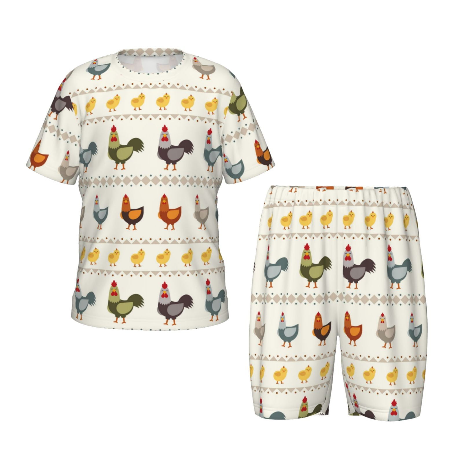 Gukieu Funny Chicken Print Children's Pajamas Set, Elastic Waist Shorts ...