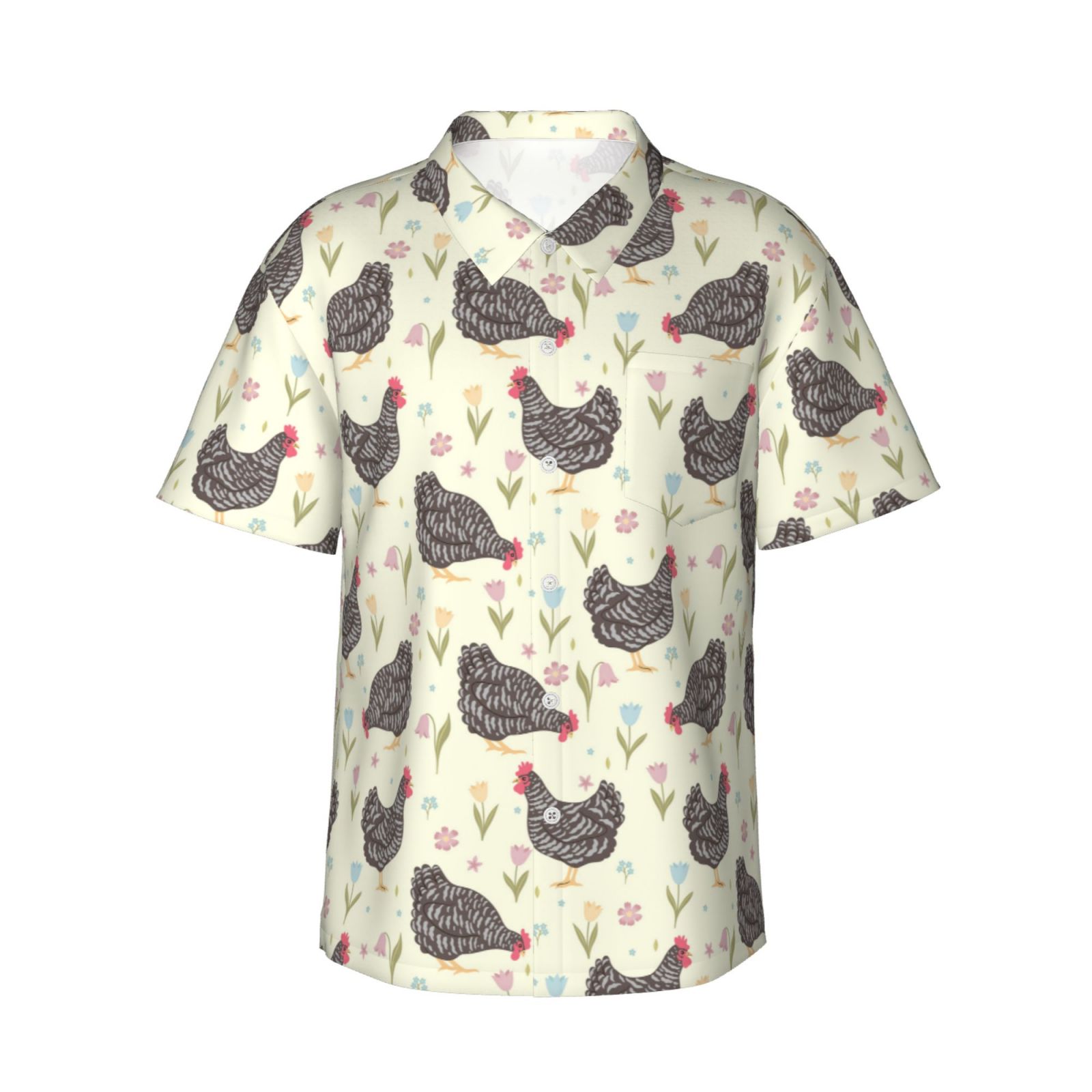 Gukieu Funny Chicken Print Men's Short-sleeved Shirts, Button-down ...
