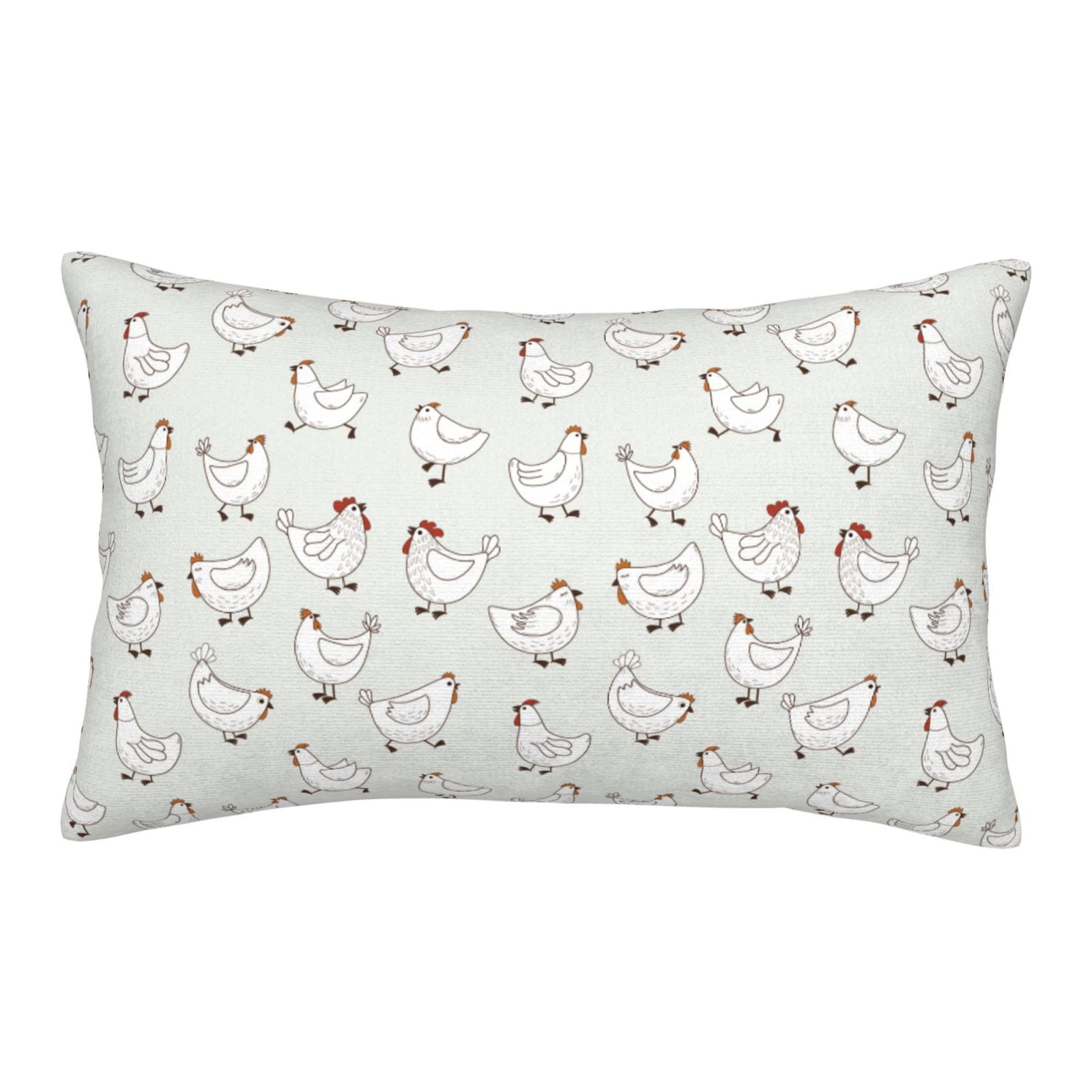 Gukieu Funny Chicken Print Plush Pillow Cover, Hidden Zipper Pillow ...