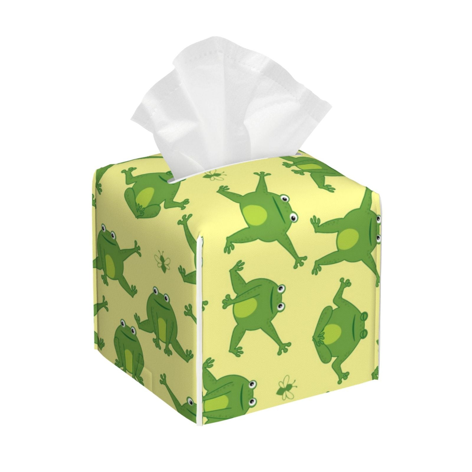 Gukieu Funny Frogs Print Leather Tissue Box, PVC Waterproof Velcro ...