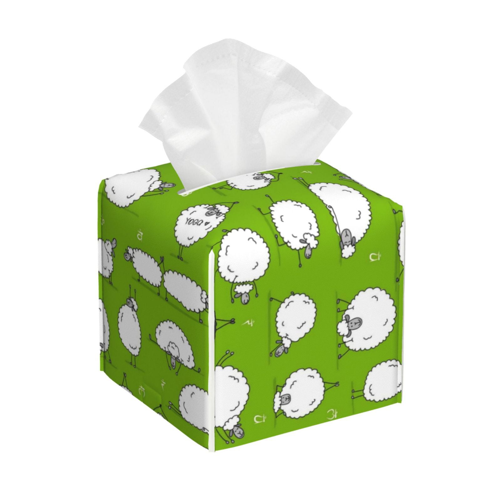 Gukieu Funny Sheep Doing Yoga Print Leather Tissue Box, PVC Waterproof ...