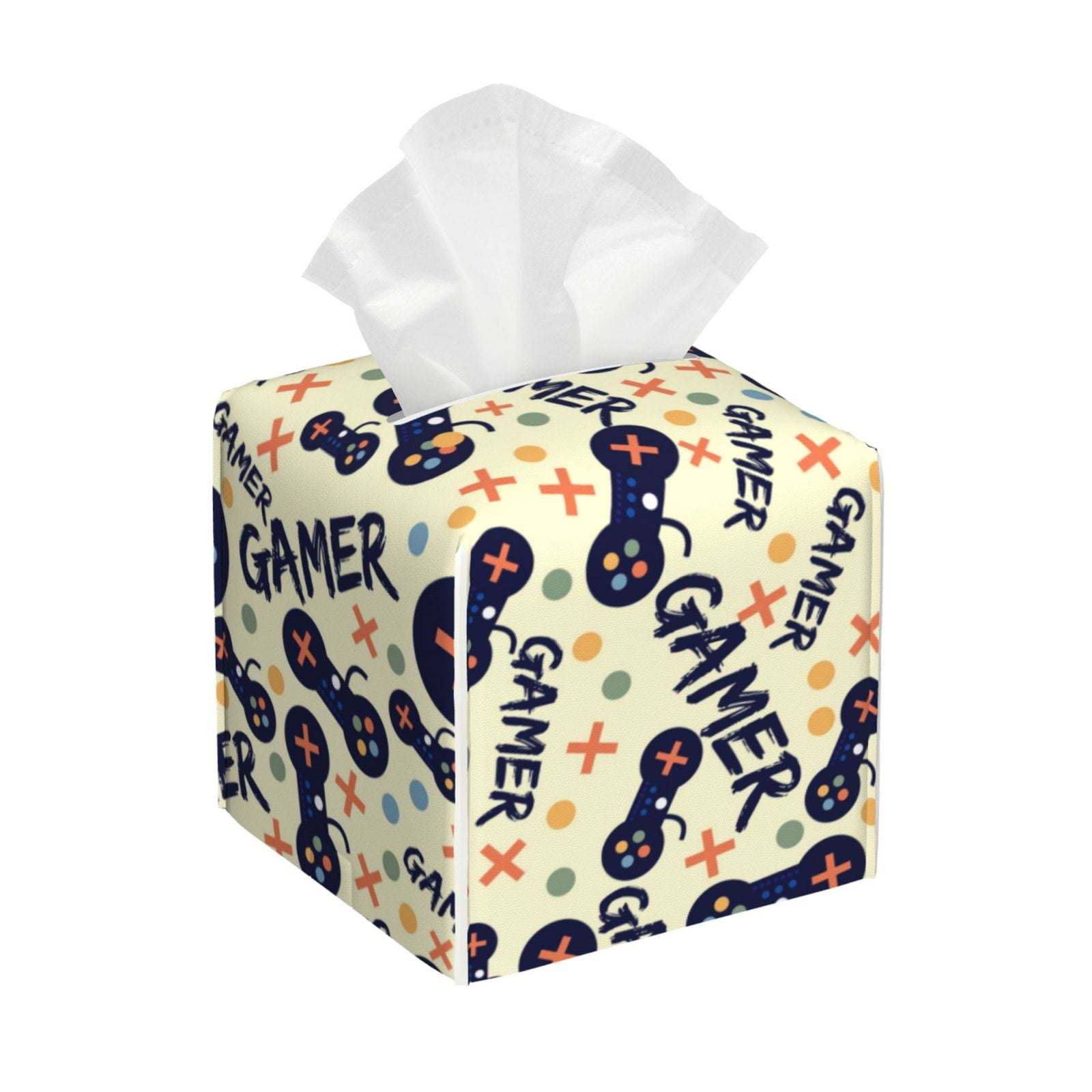 Gukieu Game Controller Print Leather Tissue Box, PVC Waterproof Velcro ...