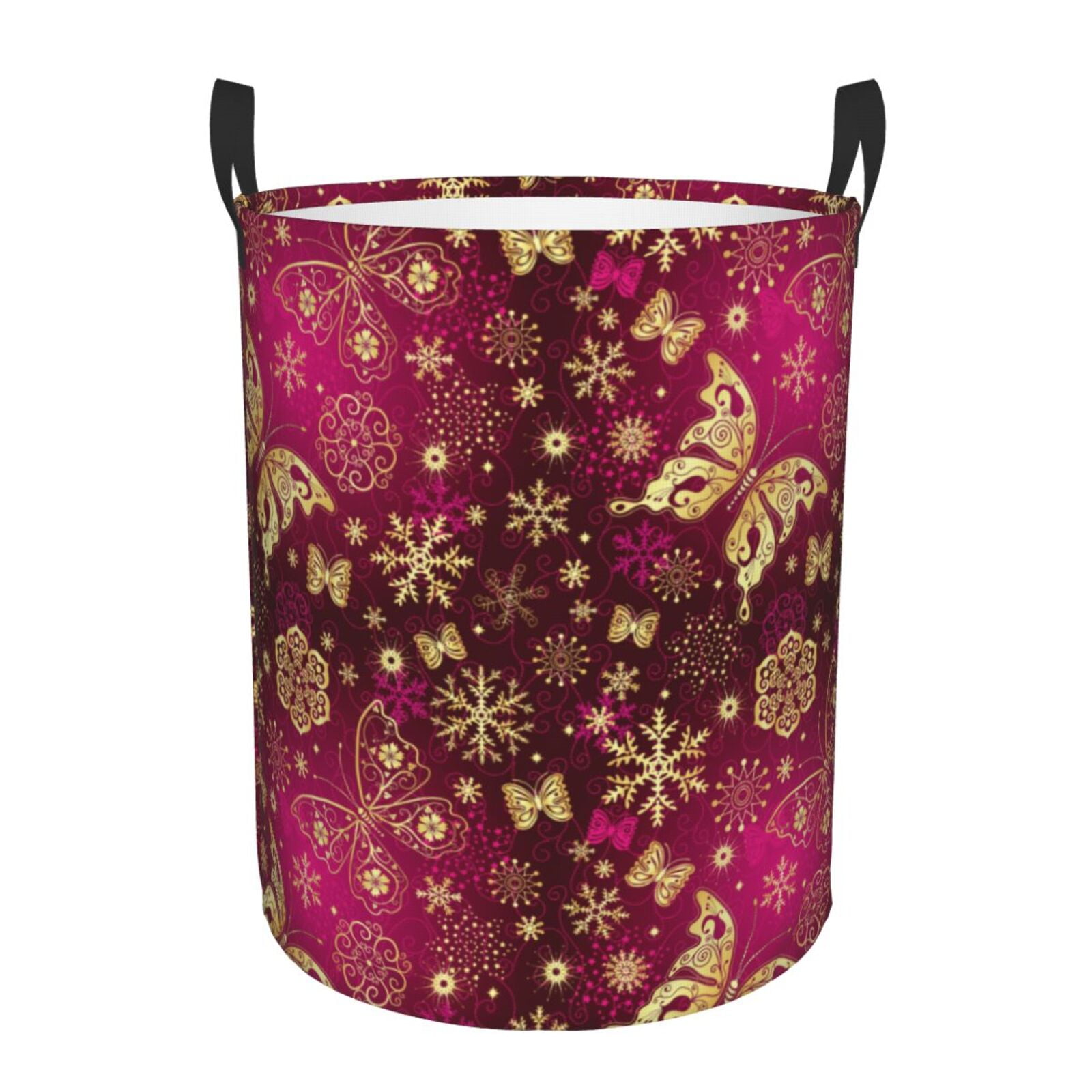 Gukieu Golden Snowflakes And And Butterflies Print Round Dirty Clothes ...