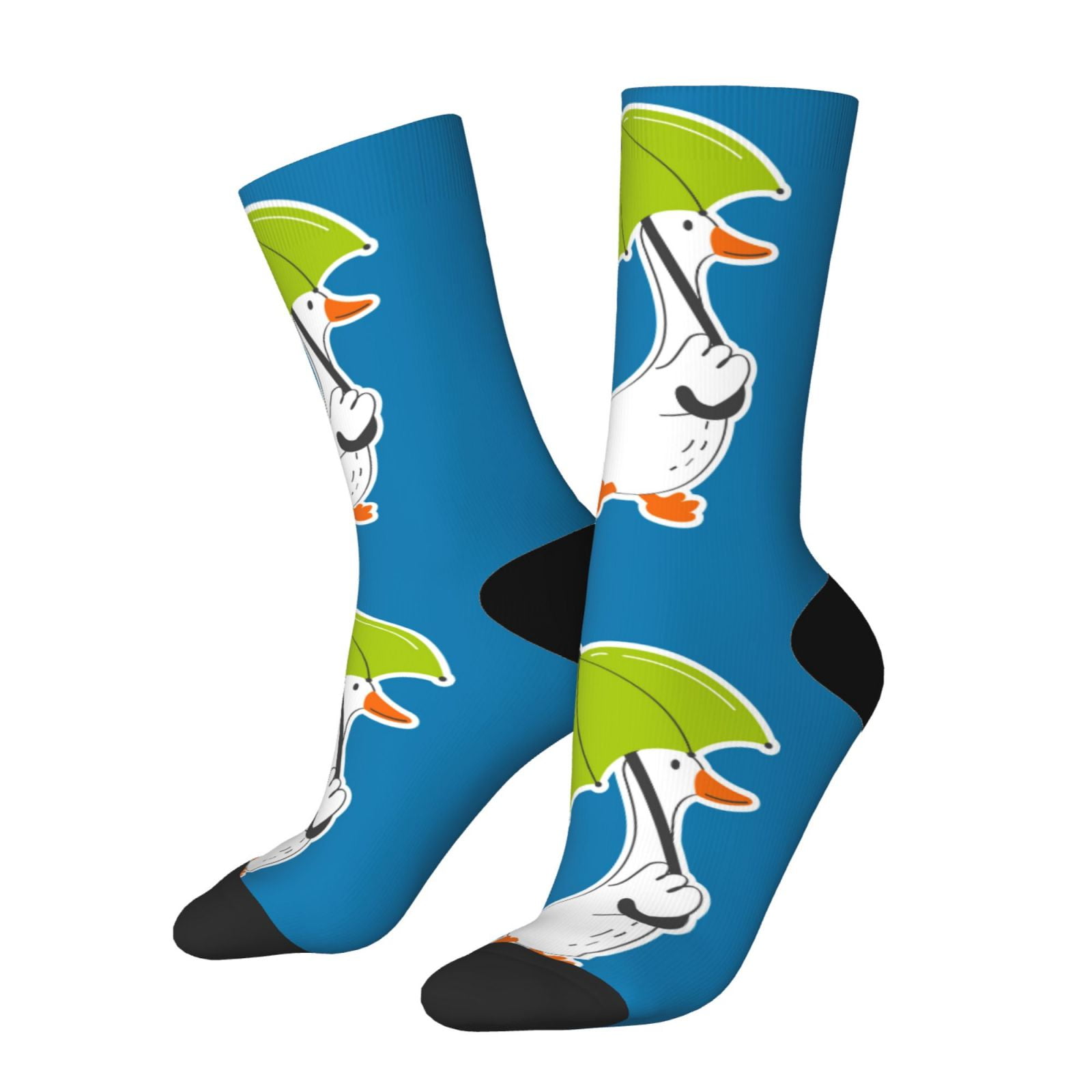 Gukieu Goose Holding an Umbrella Print Contrast Color Mid-calf Socks ...