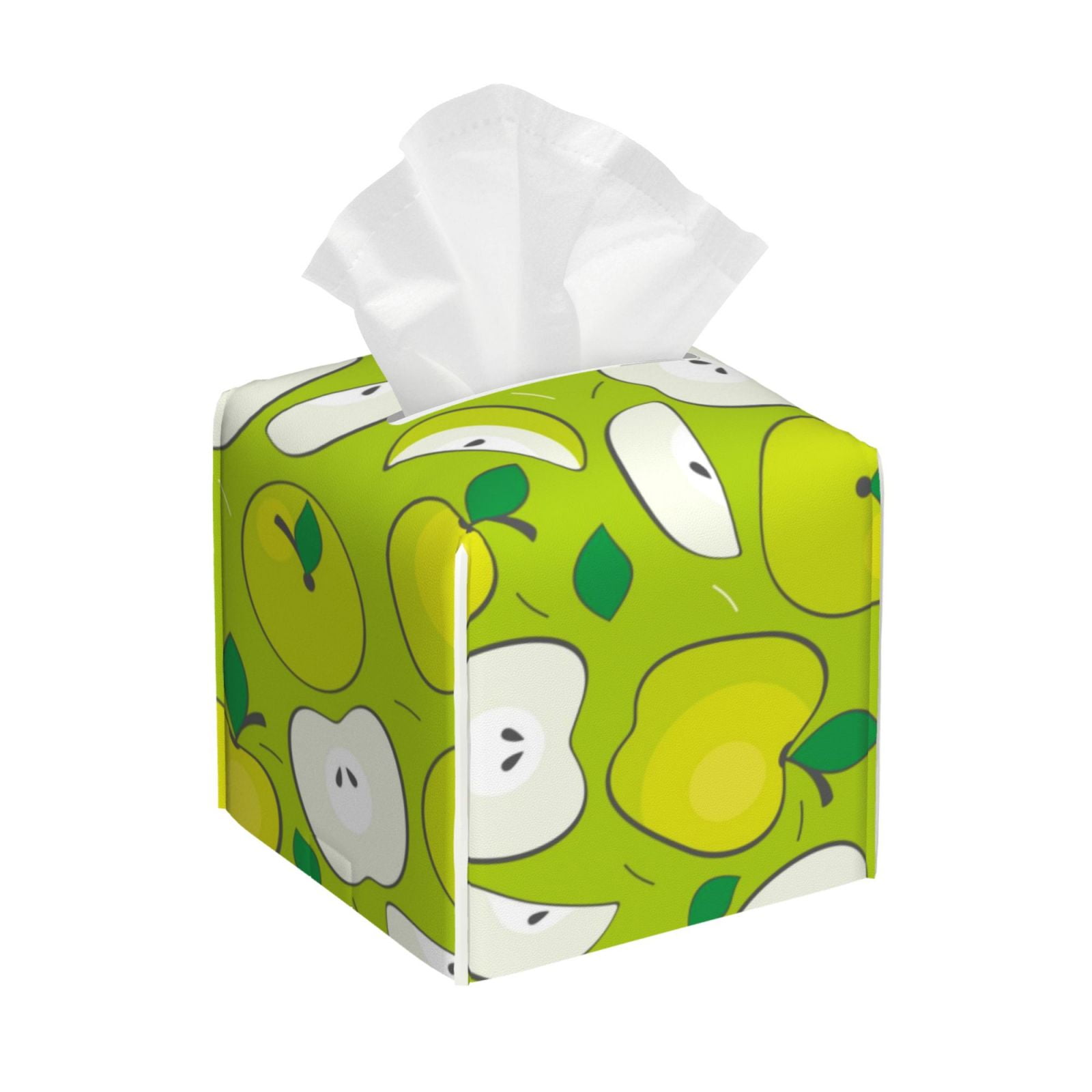 Gukieu Green Apple Print Leather Tissue Box, PVC Waterproof Velcro ...