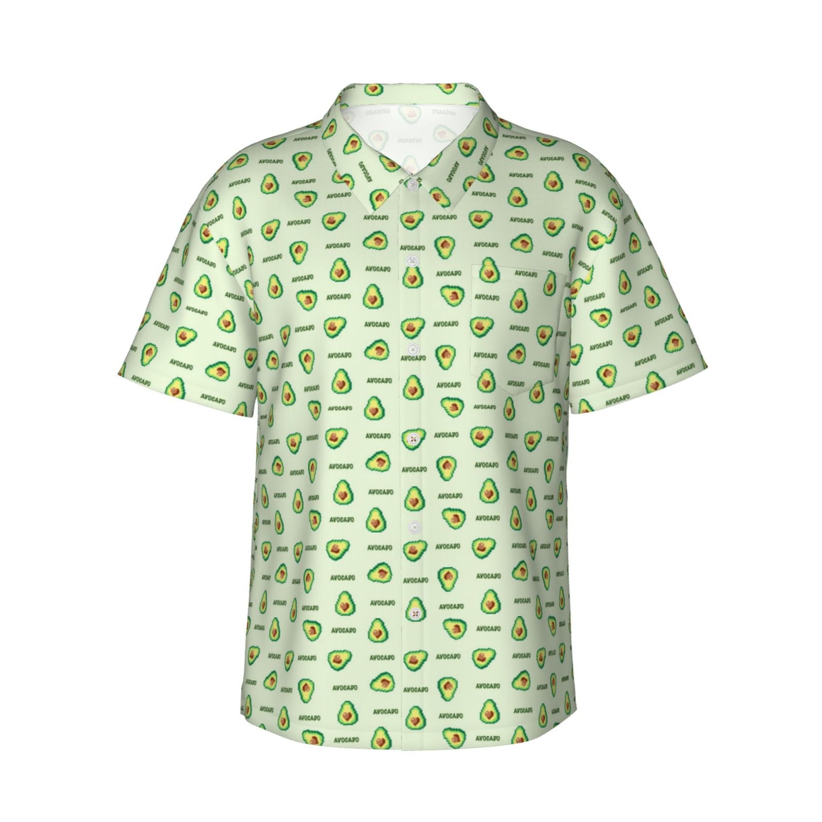 Gukieu Green Avocado Print Men's Short-sleeved Shirts, Button-down ...
