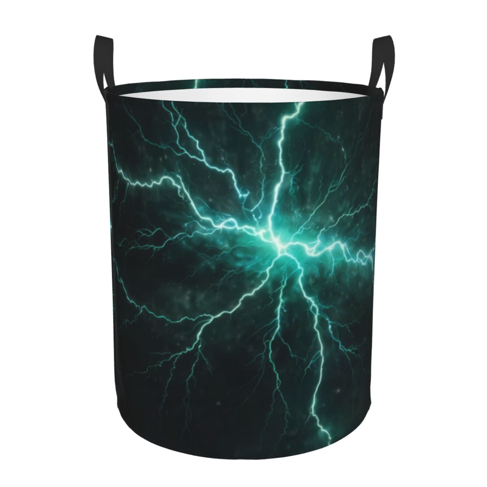 Gukieu Green Lightning Flash Print Round Dirty Clothes Bag, Waterproof ...