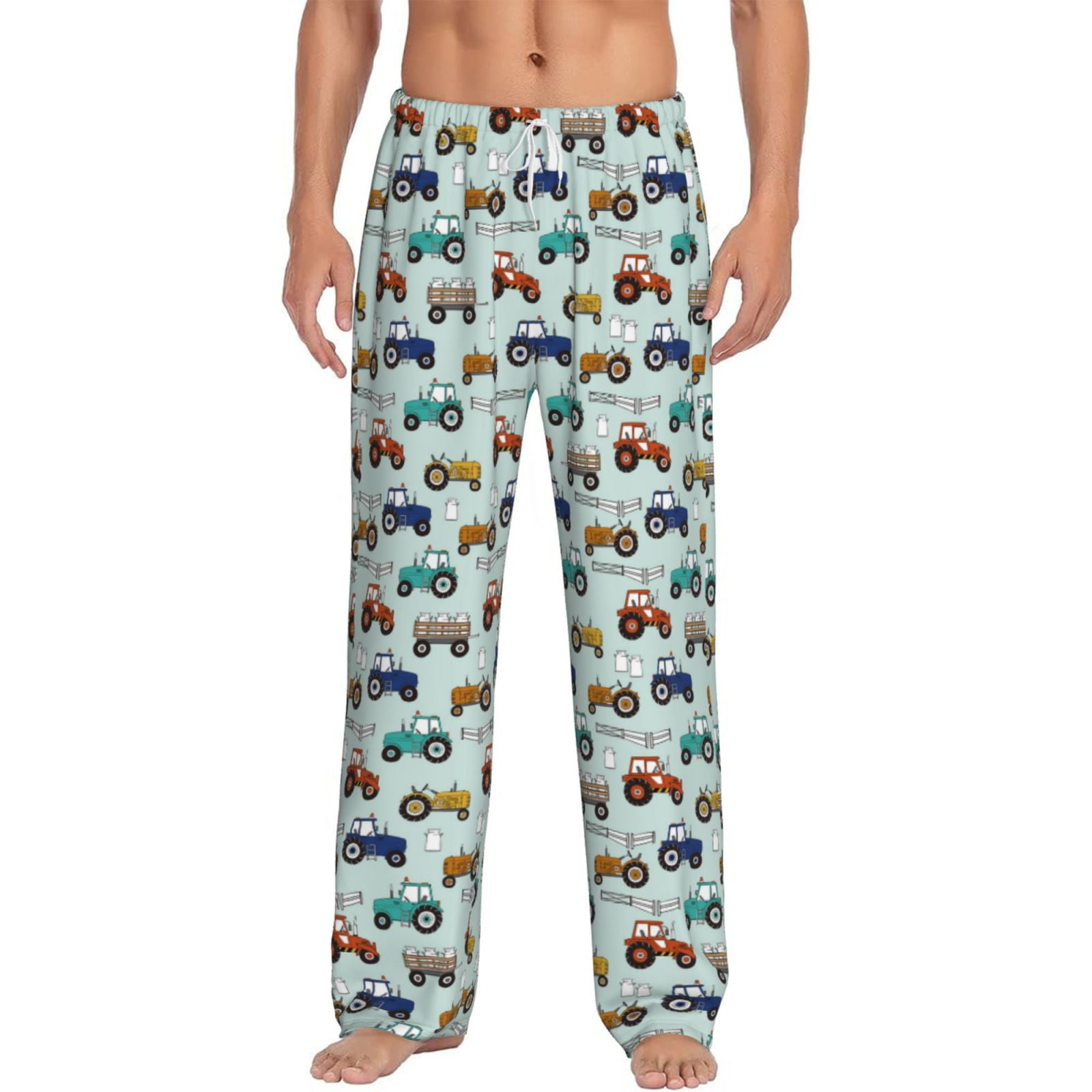 Gukieu Hand drawn tractors Print Men's Home Trousers, Elastic ...