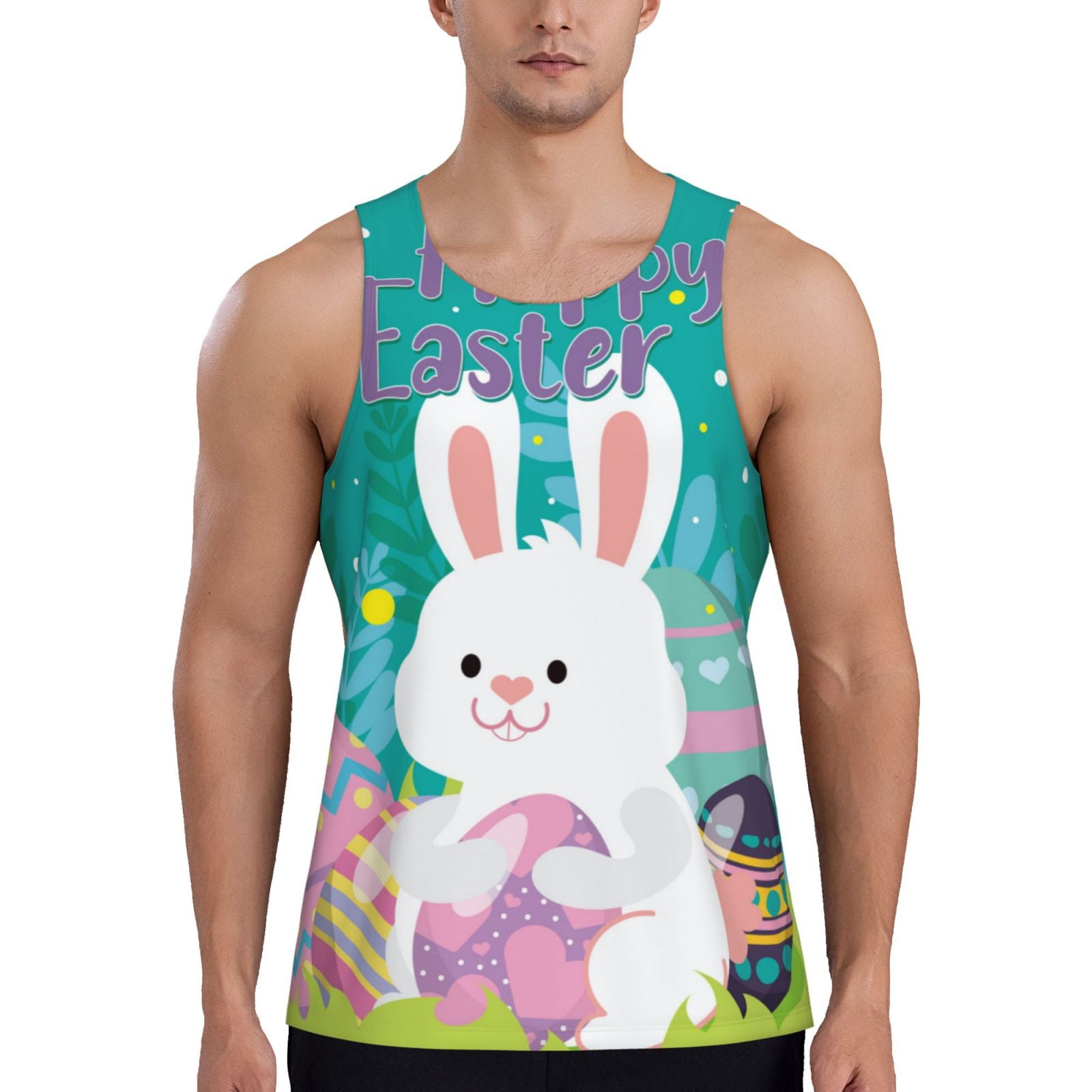 Gukieu Happy easter Print Men's Quick Dry Fitness Vest, Round Neck ...