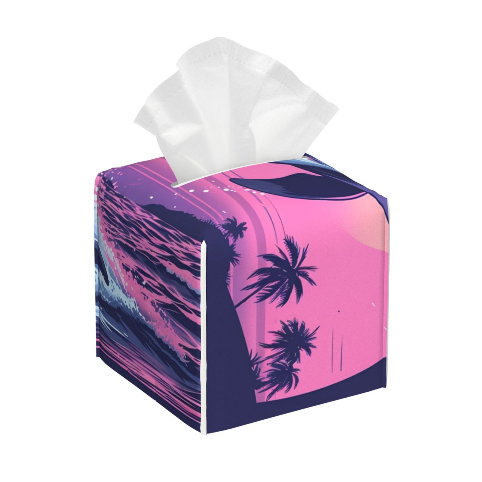 Gukieu Hawaiian Beach Dolphin Print Leather Tissue Box, PVC Waterproof ...