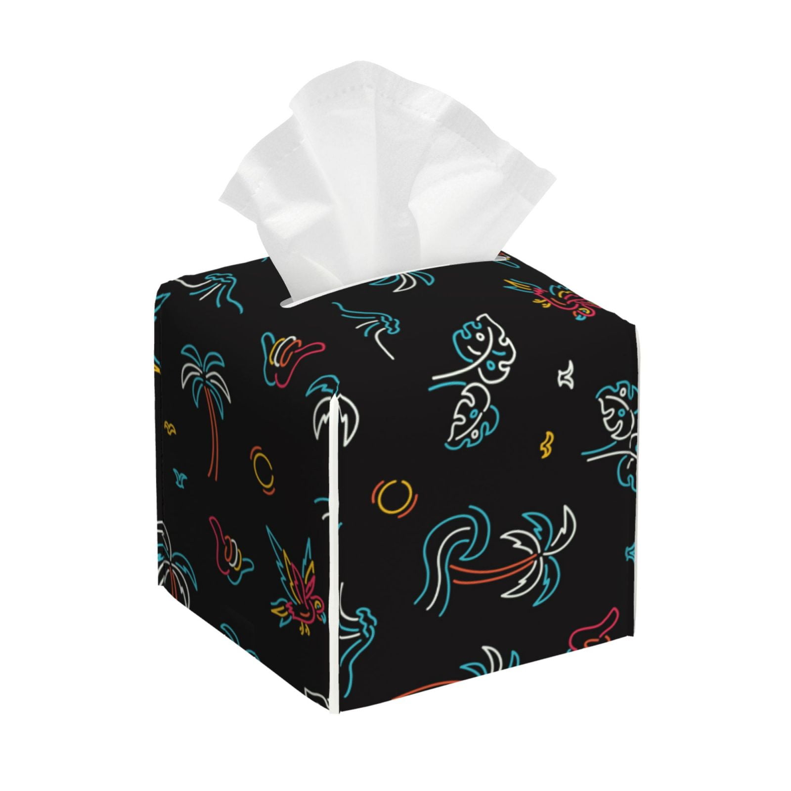 Gukieu Hawaiian Style Print Leather Tissue Box, PVC Waterproof Velcro ...
