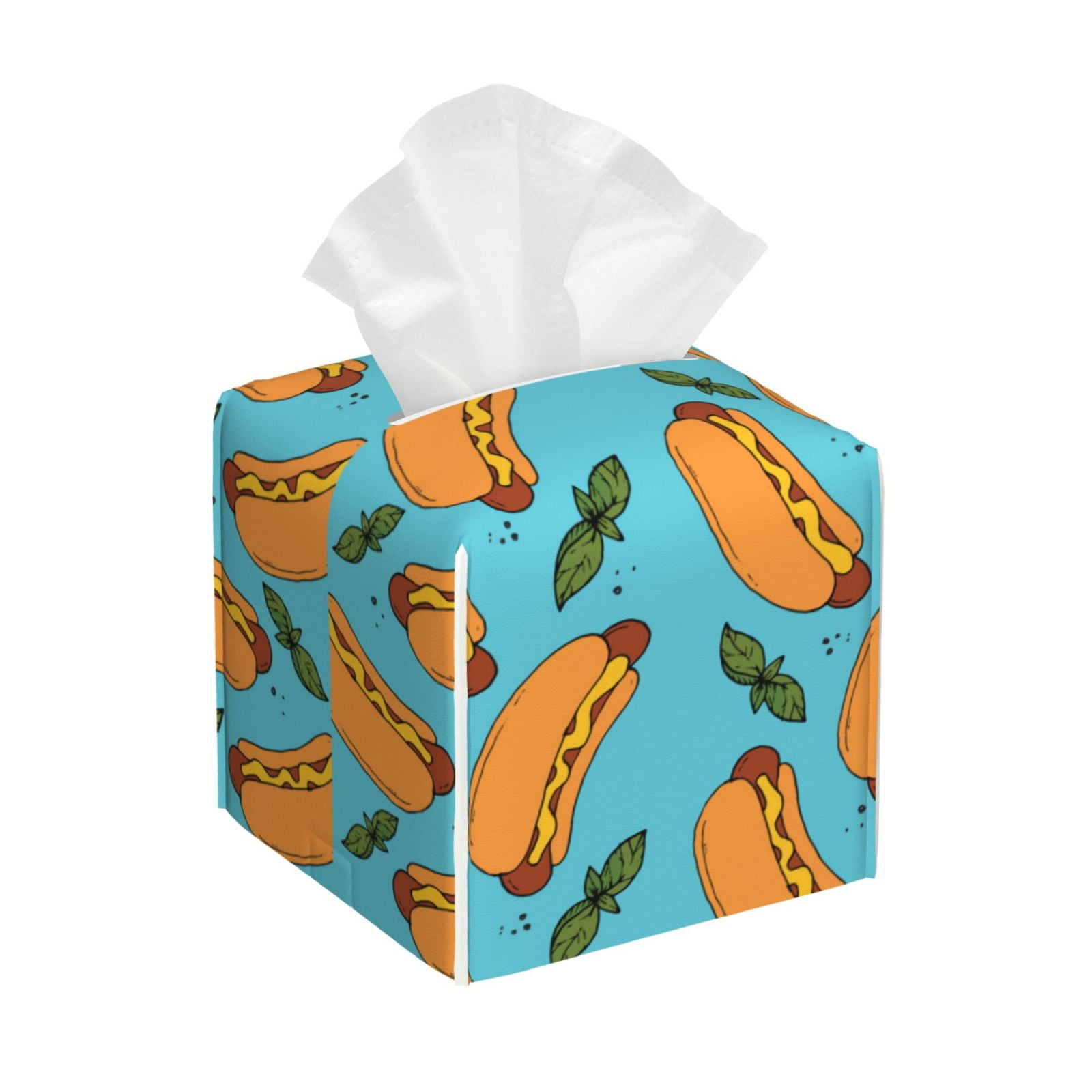 Gukieu Hot Dog 5 Print Leather Tissue Box, PVC Waterproof Velcro ...