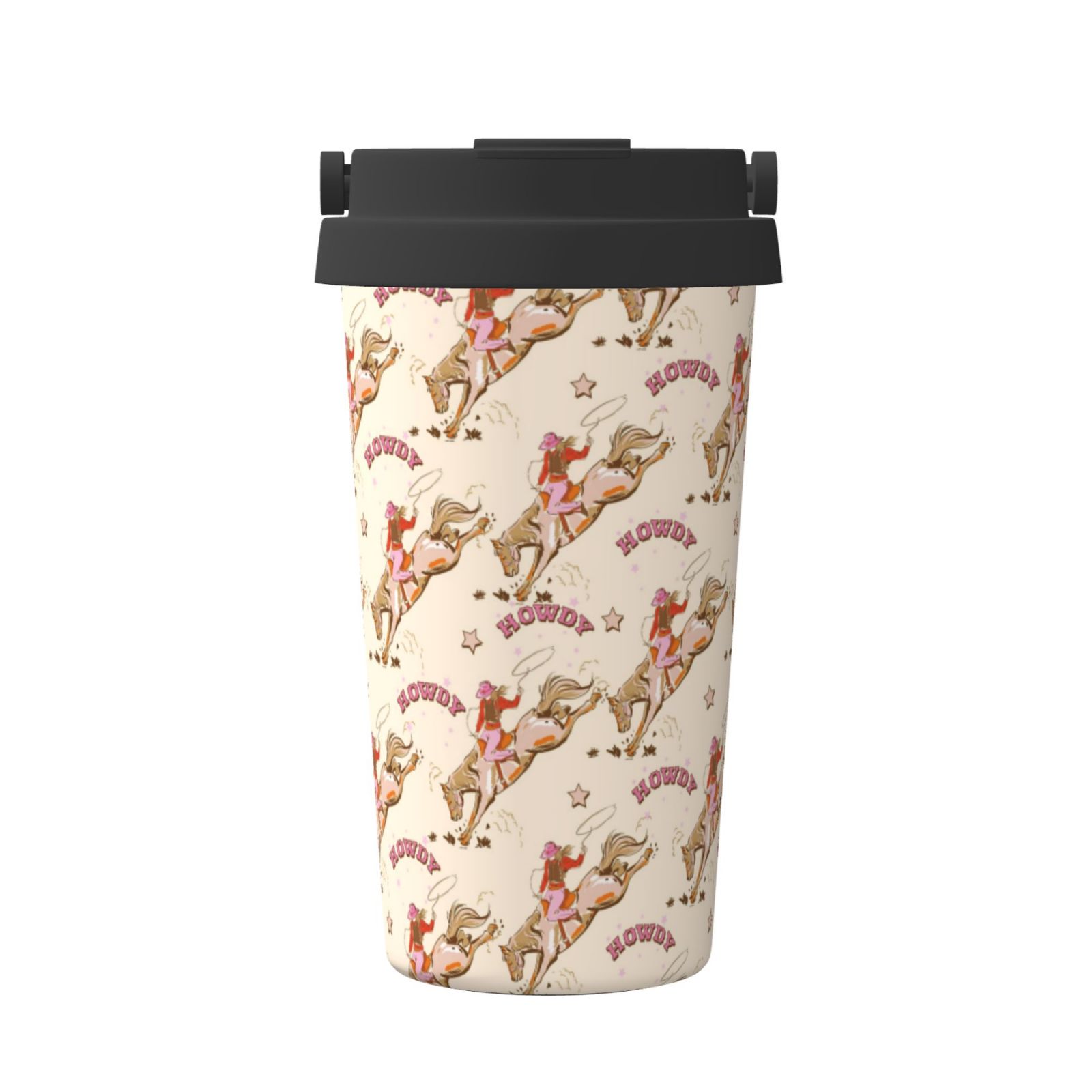 Gukieu Howdy Cowgirl Print Insulated Coffee Cup, Portable Stainless ...