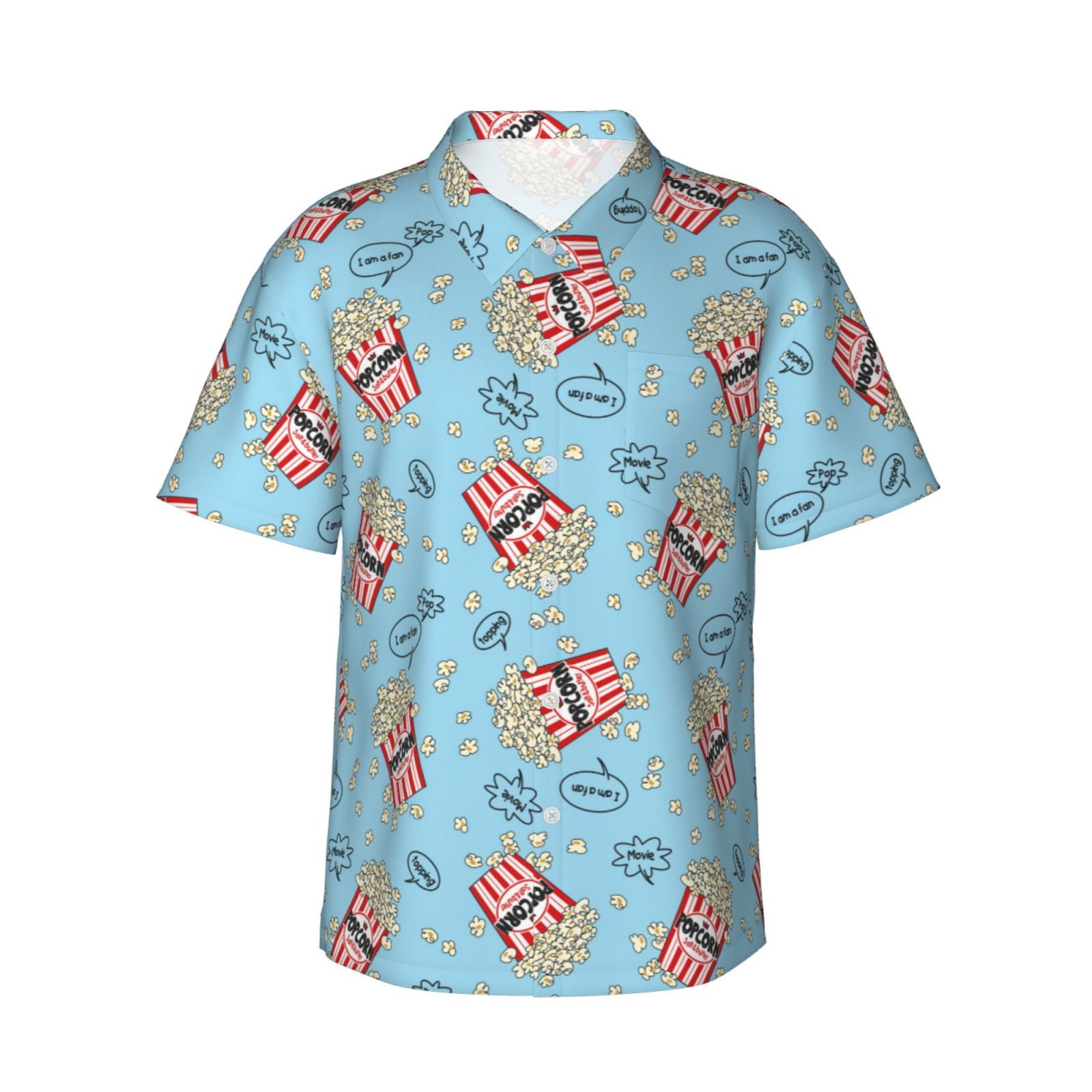 Gukieu I Am A Fan Popcorn Print Men's Short-sleeved Shirts, Button-down ...