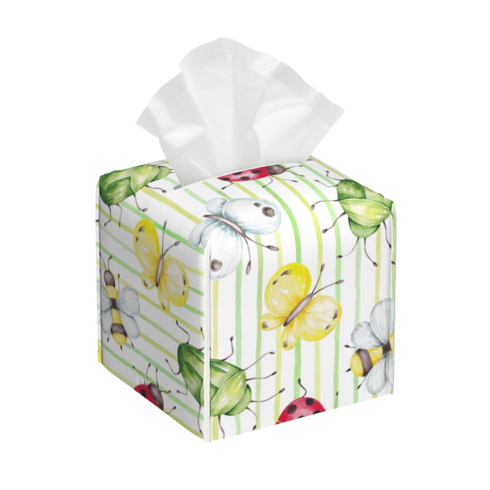 Gukieu Insects Print Leather Tissue Box, PVC Waterproof Velcro Opening ...