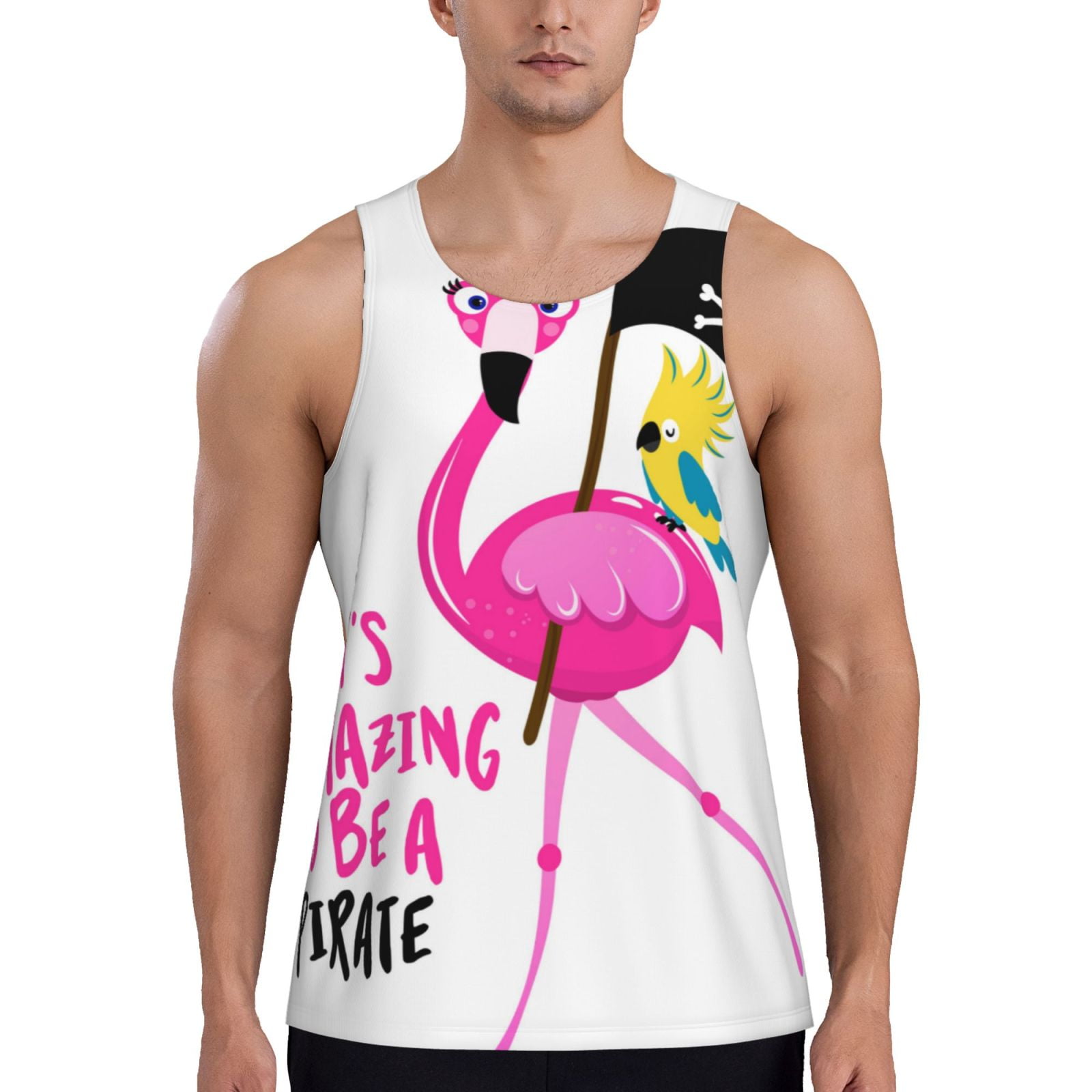 Gukieu It'S Flamazing To Be A Pirate Print Men's Quick Dry Fitness Vest ...