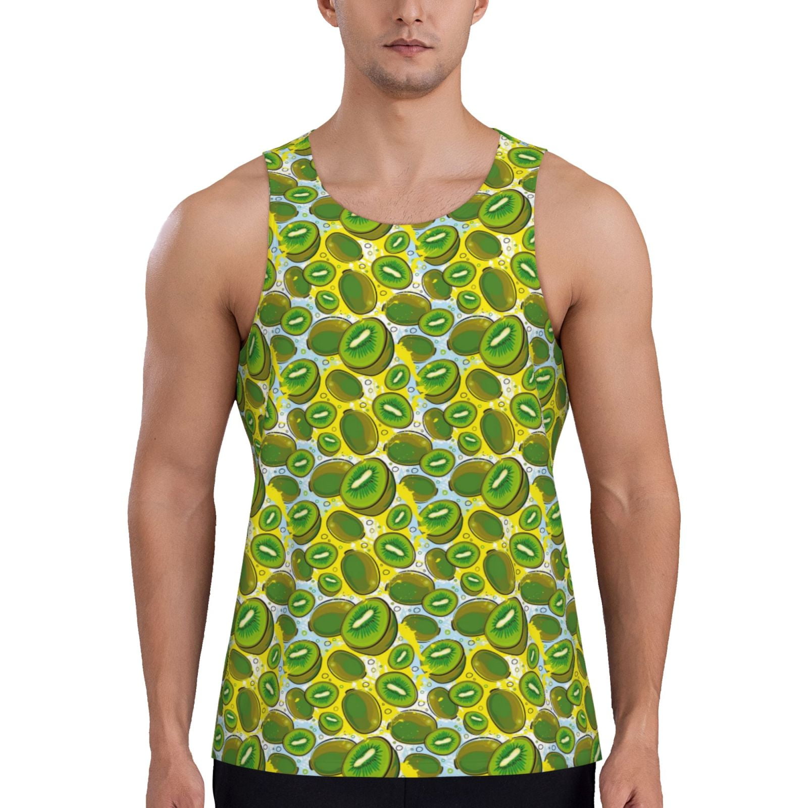 Gukieu Kiwi Fruits Summer Print Men's Quick Dry Fitness Vest, Round ...