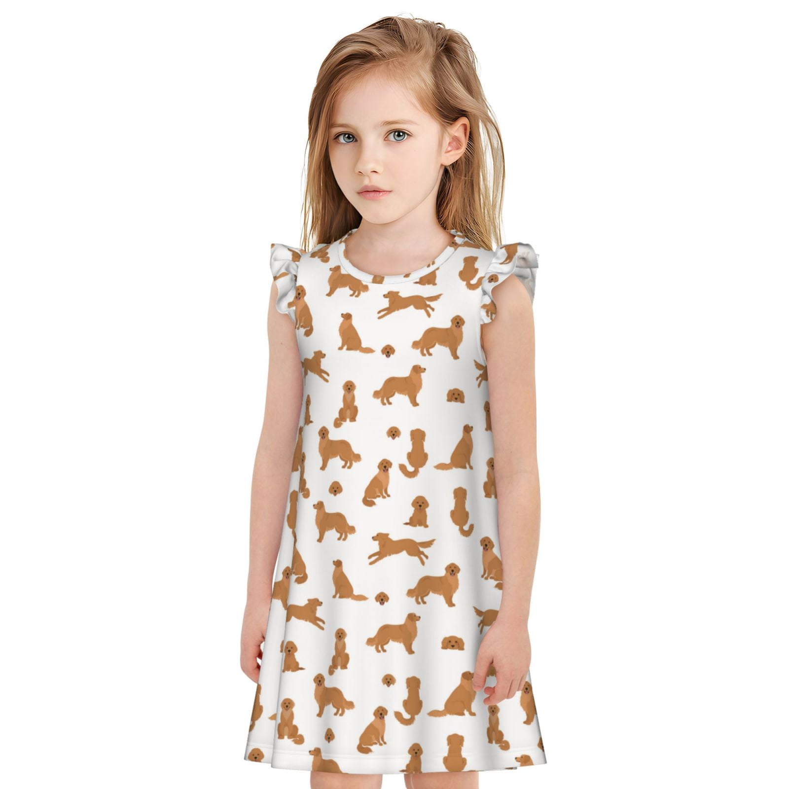 Gukieu Labrador Retriever Dog Print Girls' Flying Sleeves Nightdress ...