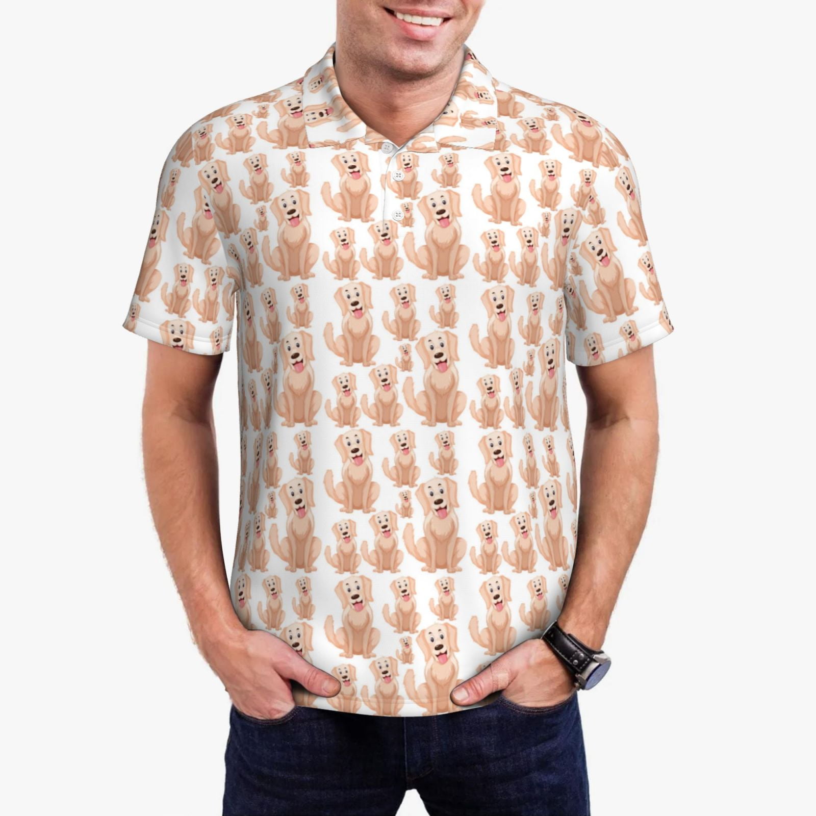 Gukieu Labrador Retriever Dog Print Men's Quick-drying POLO Shirt ...