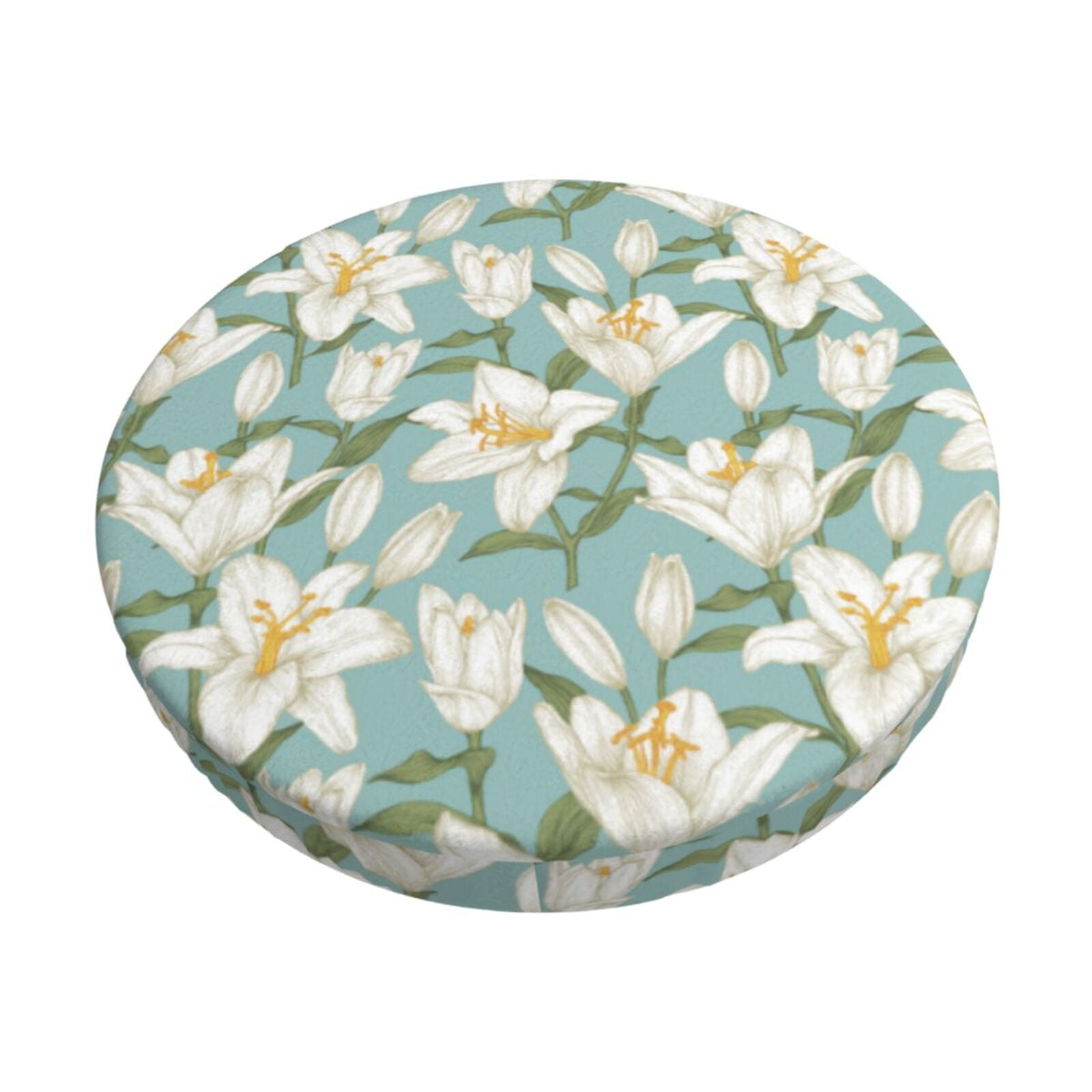 Gukieu Lilies Flowers Print Round Chair Cover, Dust-proof and Non-slip ...