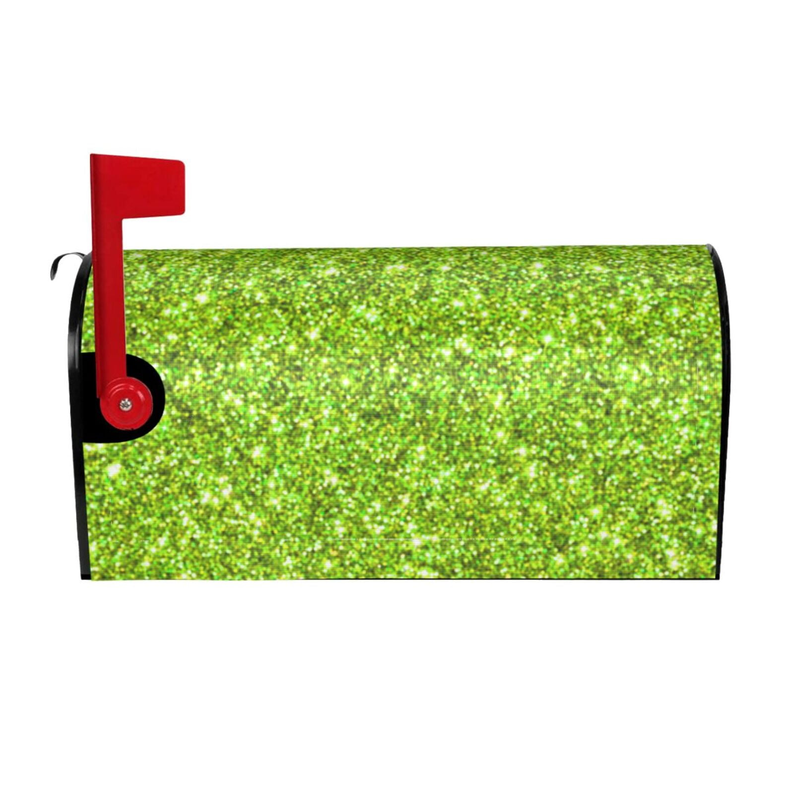 Gukieu Lime green glitter Print Magnetic Mailbox Cover, Sun-proof and ...