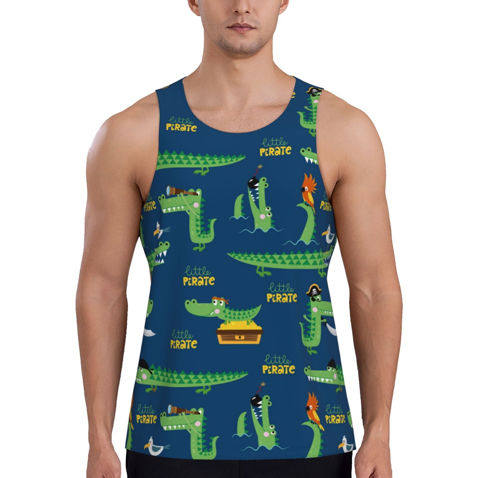 Gukieu Little Pirate Crocodile Print Men's Quick Dry Fitness Vest ...