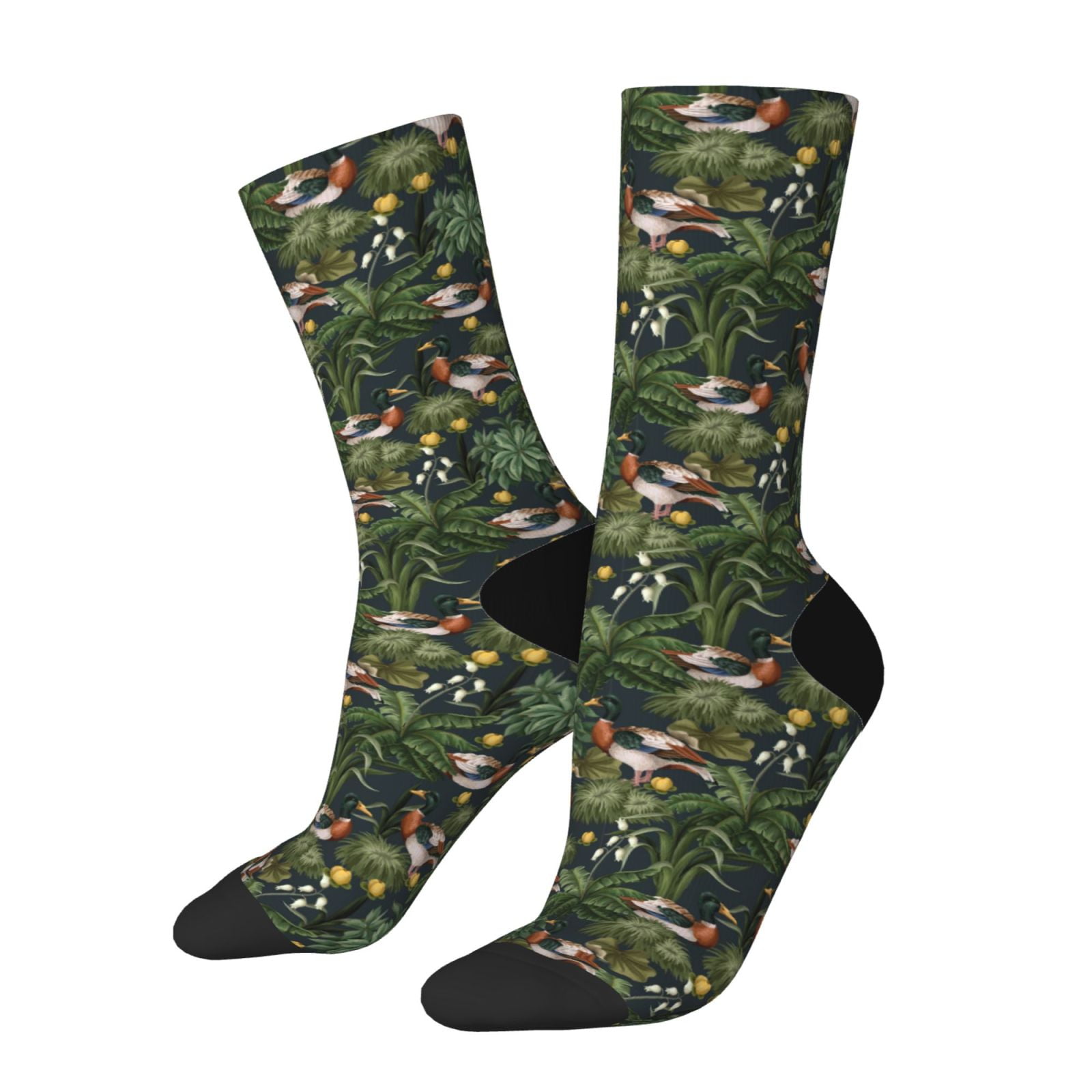 Gukieu Mallard Ducks And Water Print Contrast Color Mid-calf Socks ...