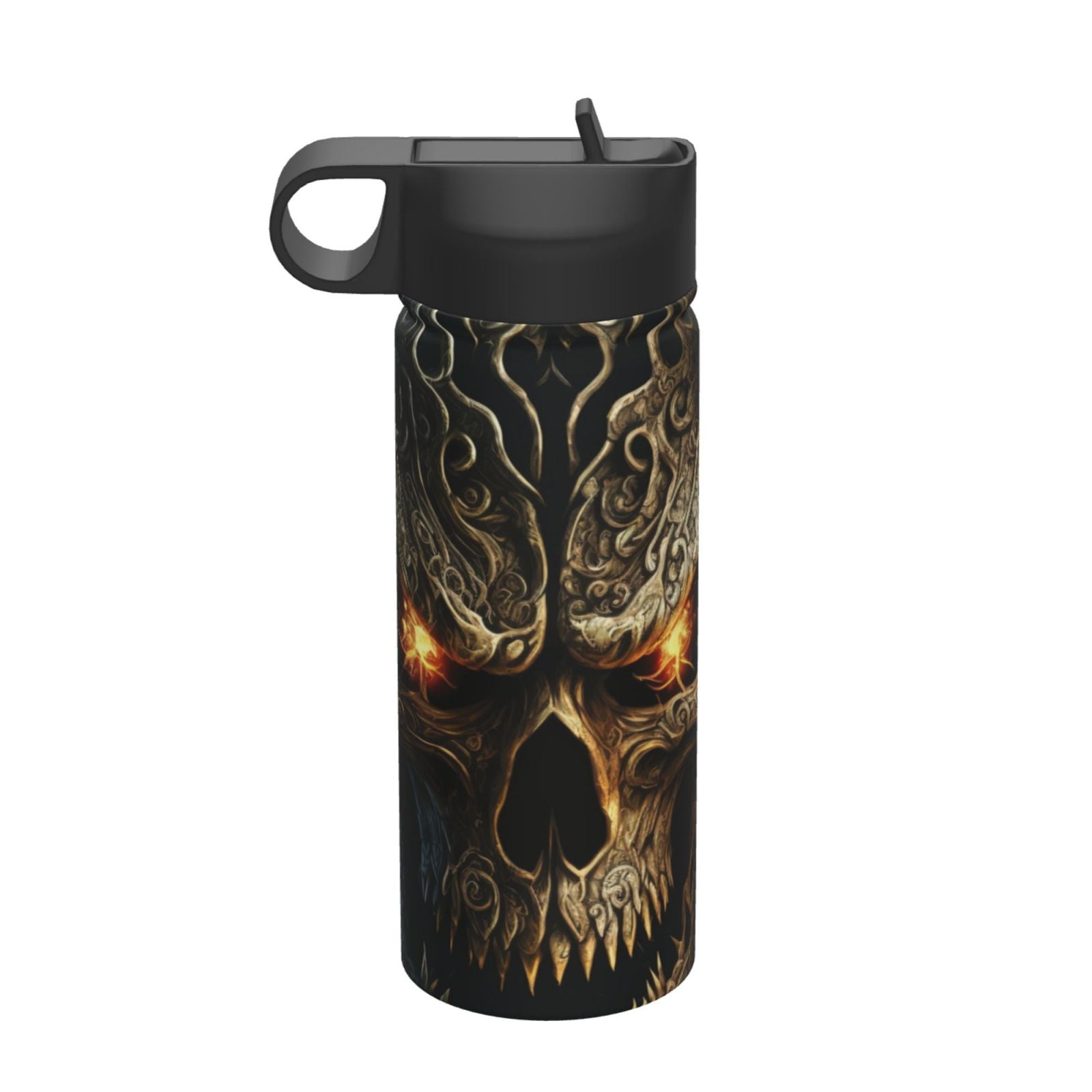 Gukieu Metal Evil Skull Print 18OZ Stainless Steel Water Bottle with ...