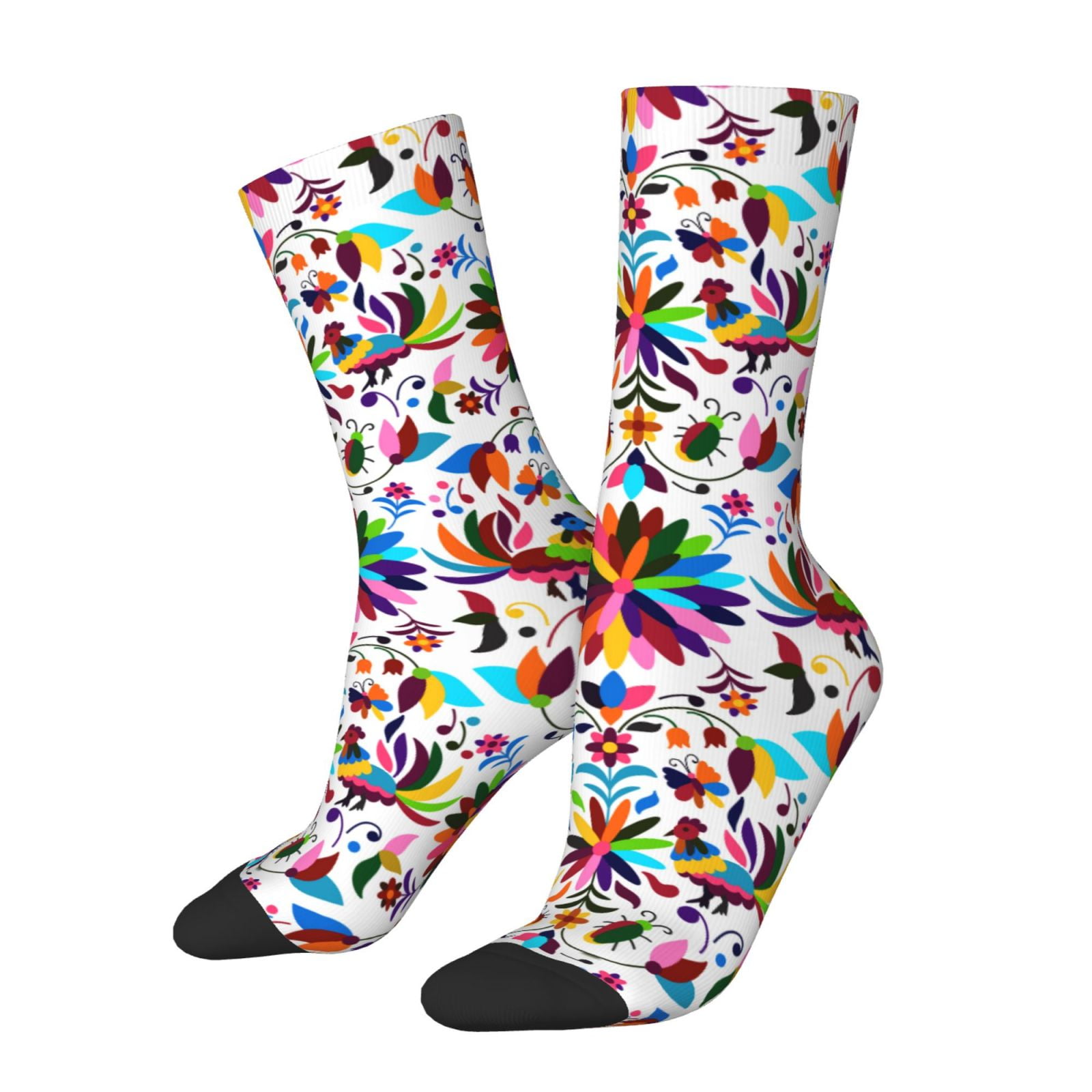 Gukieu Mexican Bright Style Print Contrast Color Mid-calf Socks, Sweat ...