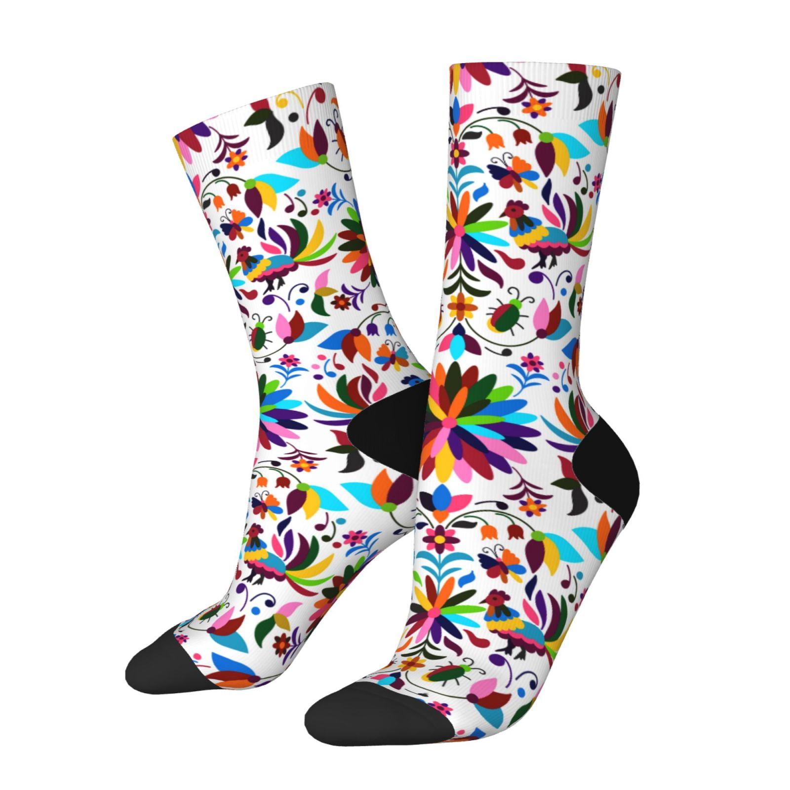 Gukieu Mexican Bright Style Print Contrast Color Mid-calf Socks, Sweat ...