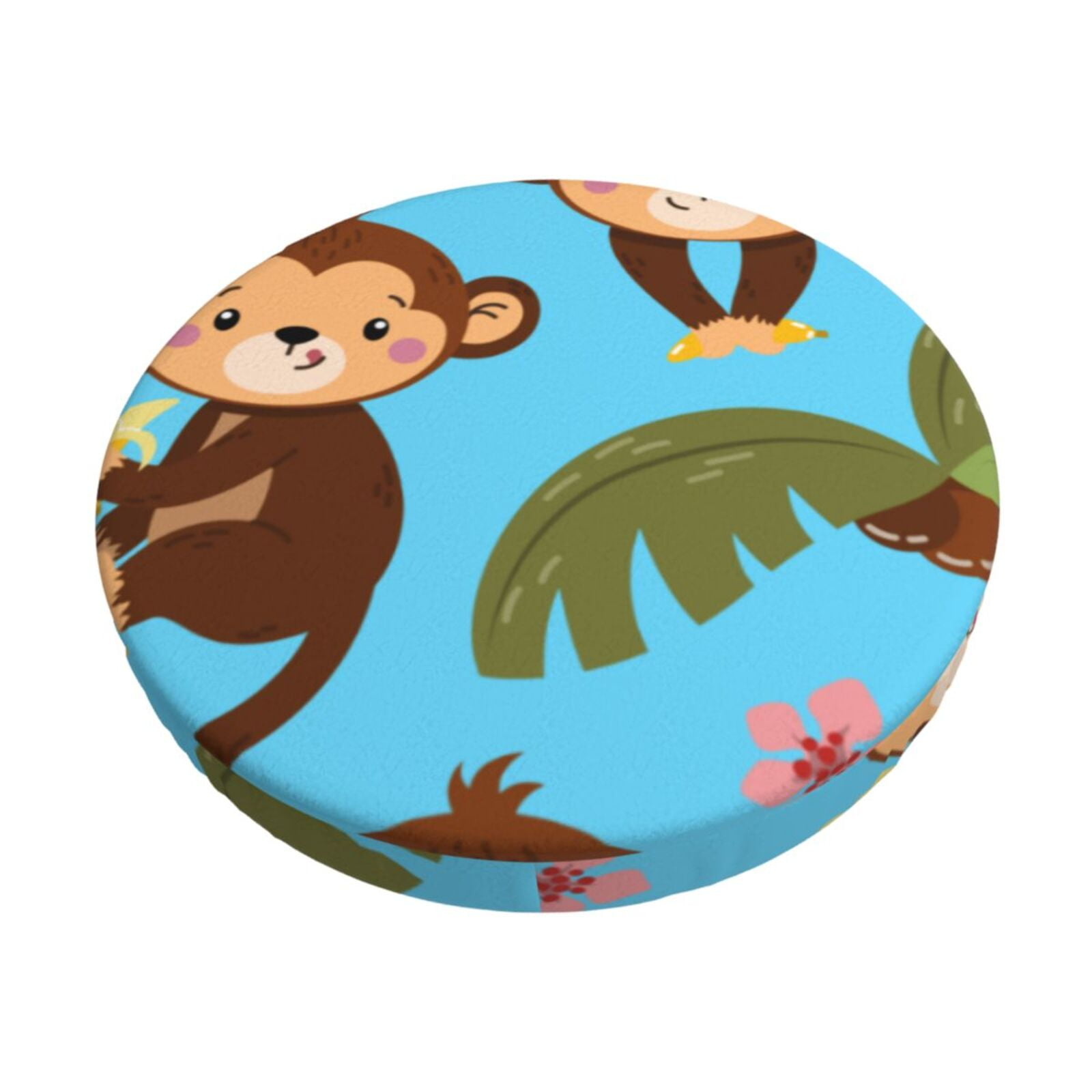 Gukieu Monkeys Swinging from Palms Print Round Chair Cover, Dust-proof ...
