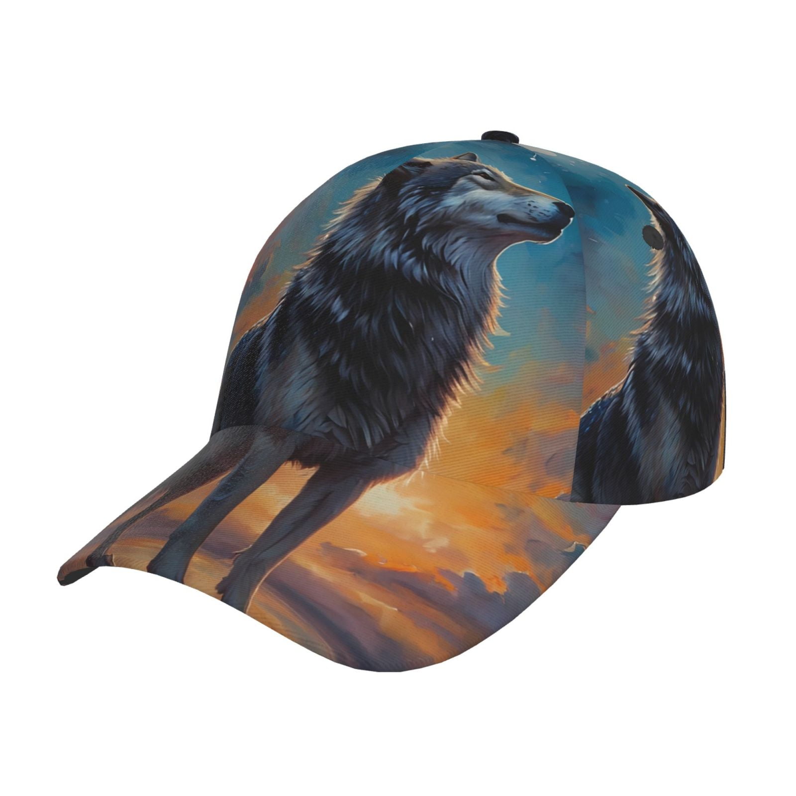 Gukieu Moonlit Night Sky Wolf Prin Baseball Cap, Adjustable Sweat ...