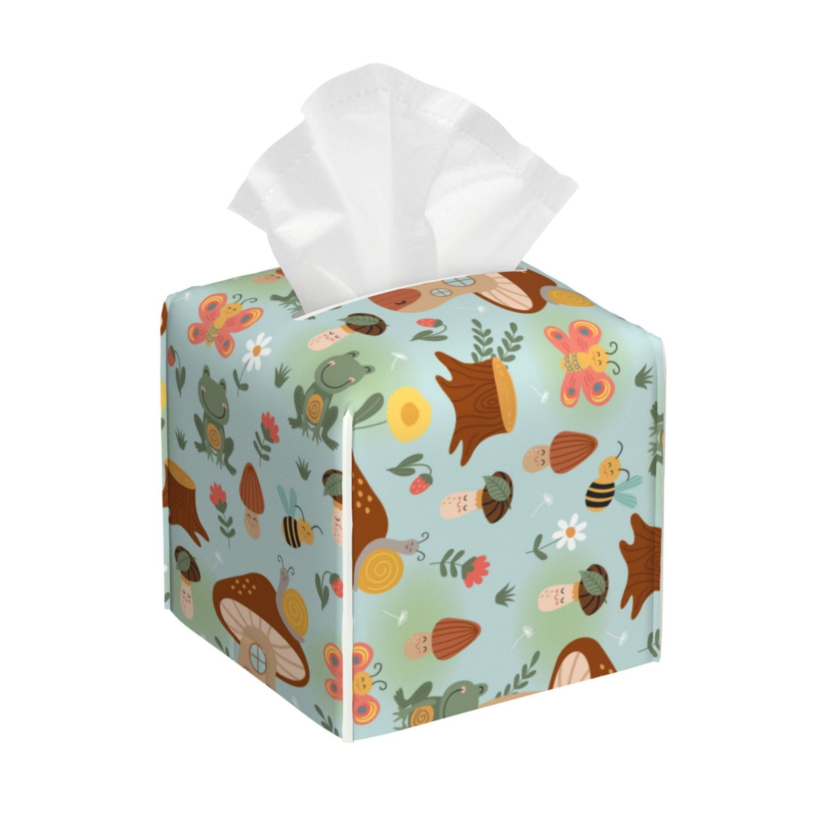 Gukieu Mushroom House Insect Frog Print Leather Tissue Box, PVC ...